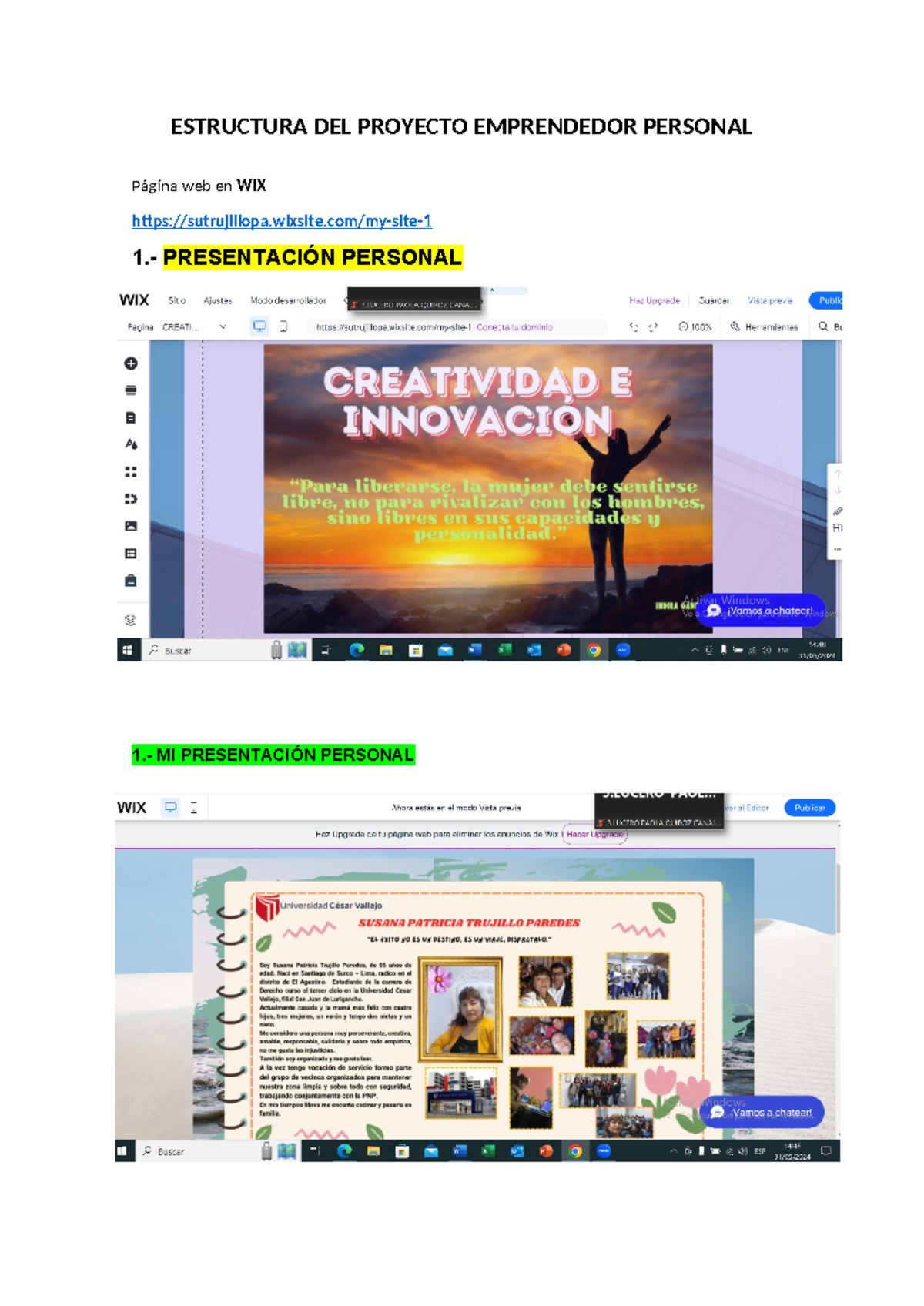 Estructura DEL Proyecto Emprendedor Persona 1 - ESTRUCTURA DEL PROYECTO ...