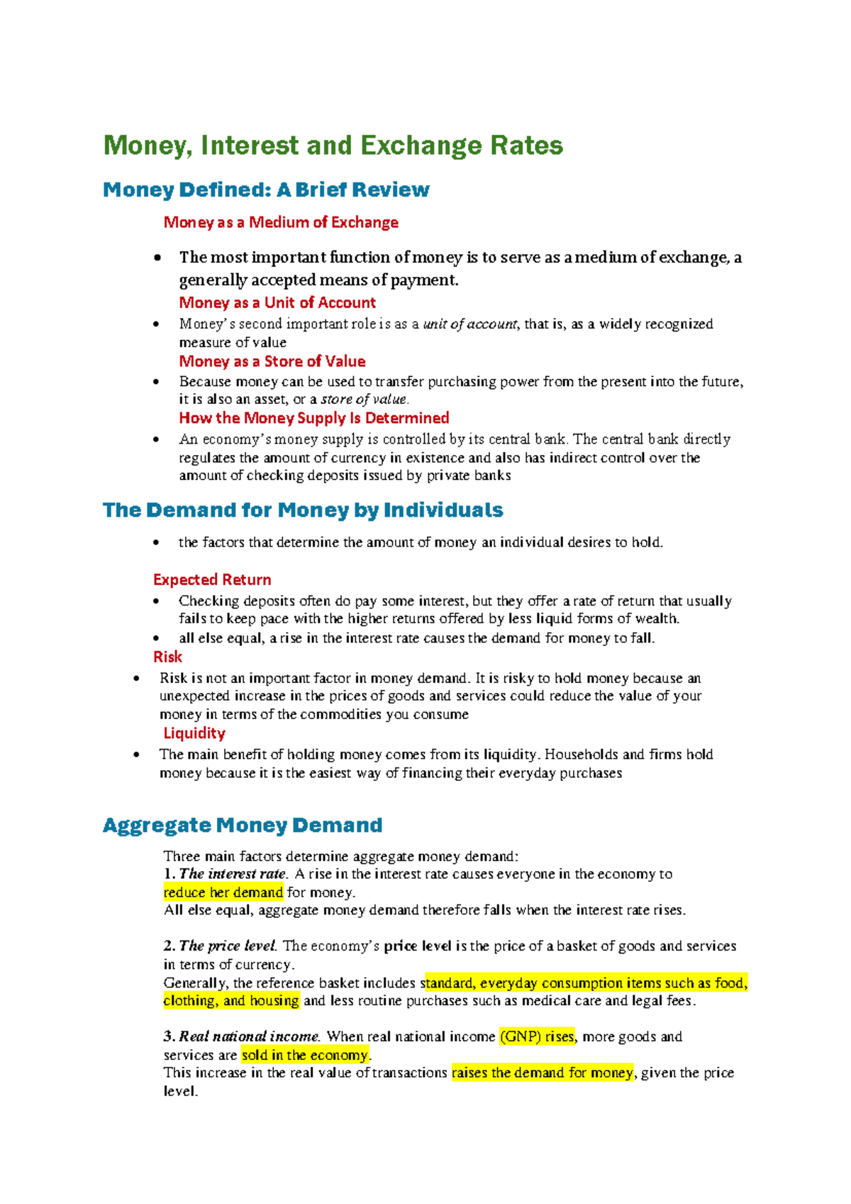 Money, Interest Rates and Exchange Rates - Money, Interest and Exchange ...