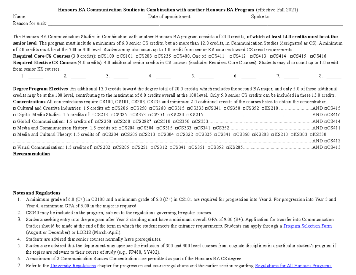 Comm Info - good for communication - Honours BA Communication Studies ...