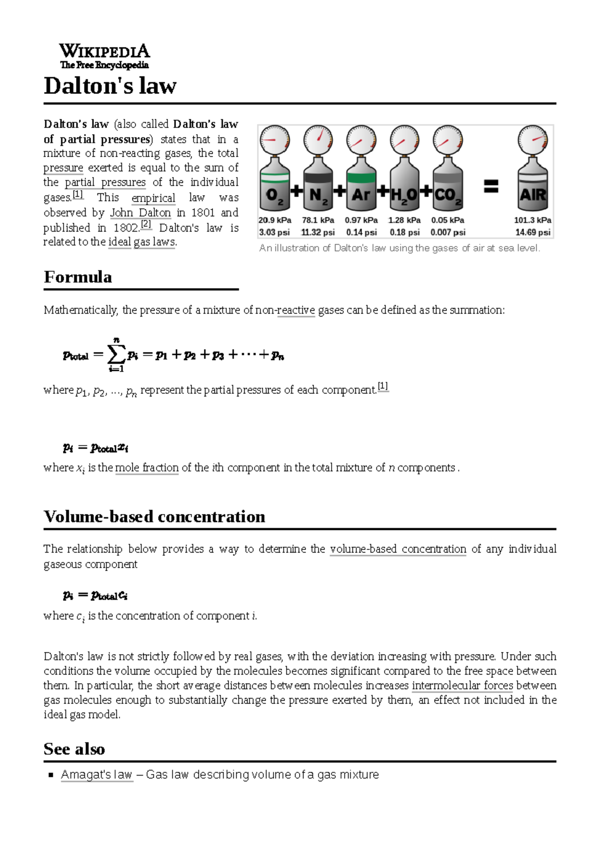 Dalton's law - Introductory article about Dalton's Law - An ...