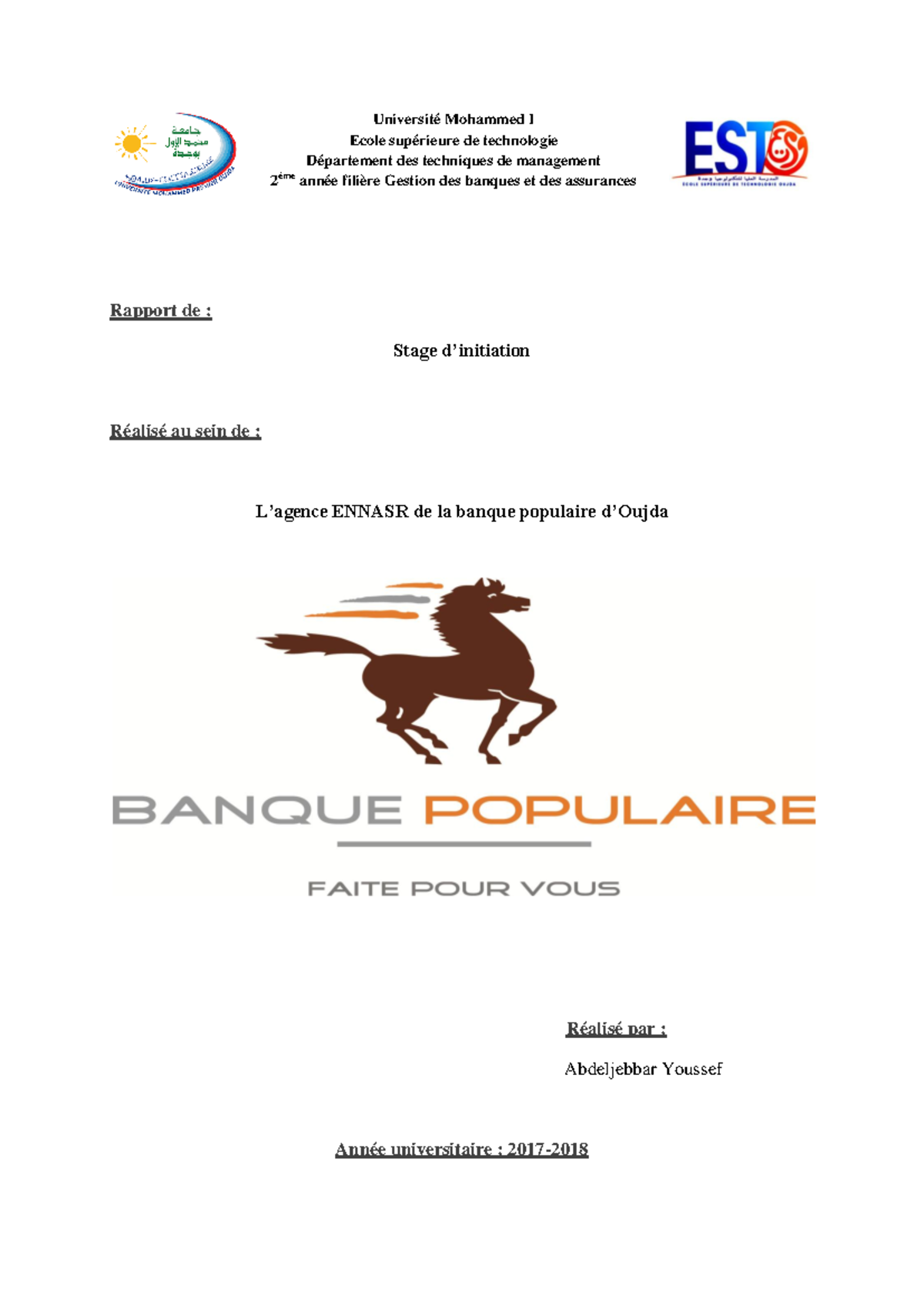Rapport de stage d'initiation - Université Mohammed I Ecole supérieure ...