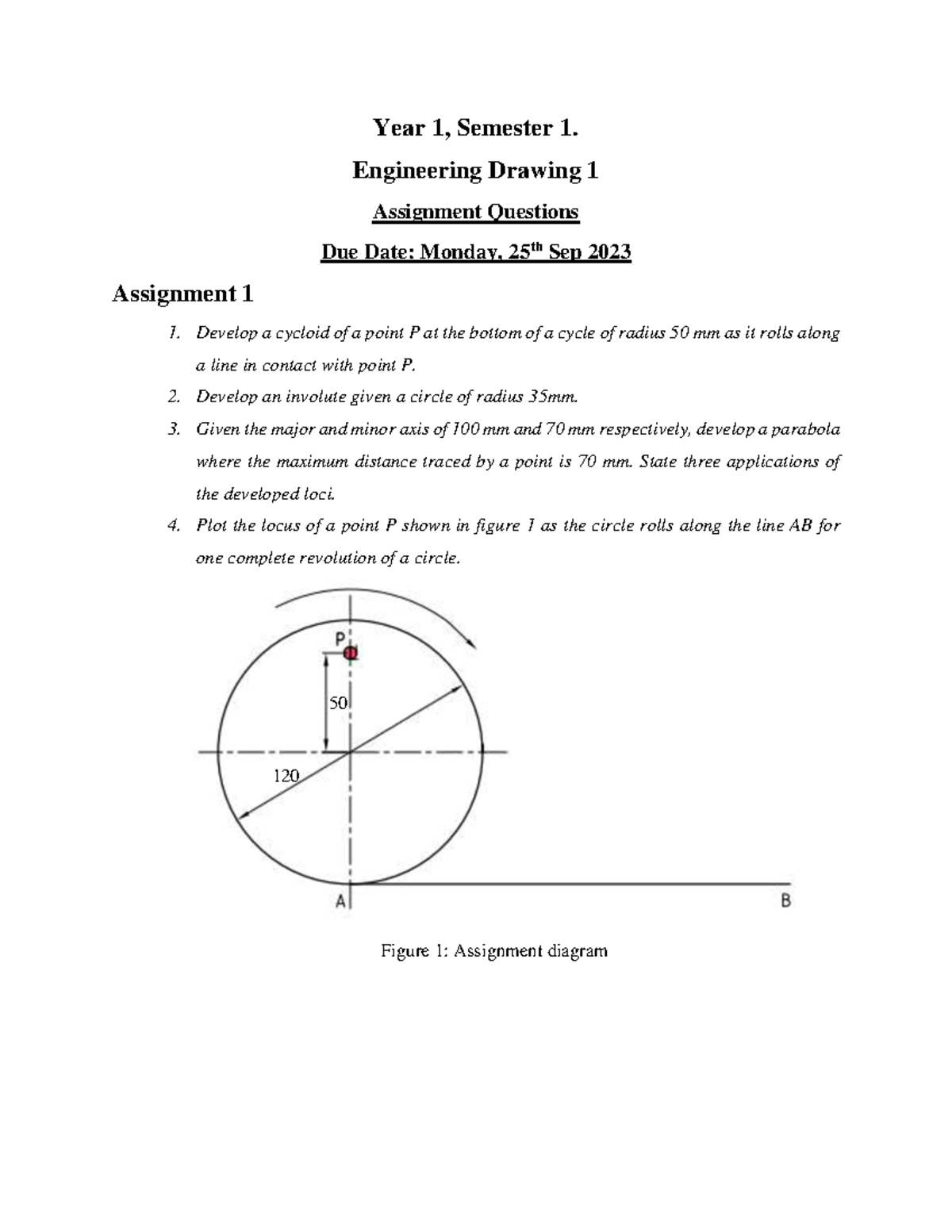 Engineering Drawing 1 - Assignment - Year 1, Semester 1. Engineering Drawing 1 Assignment ...