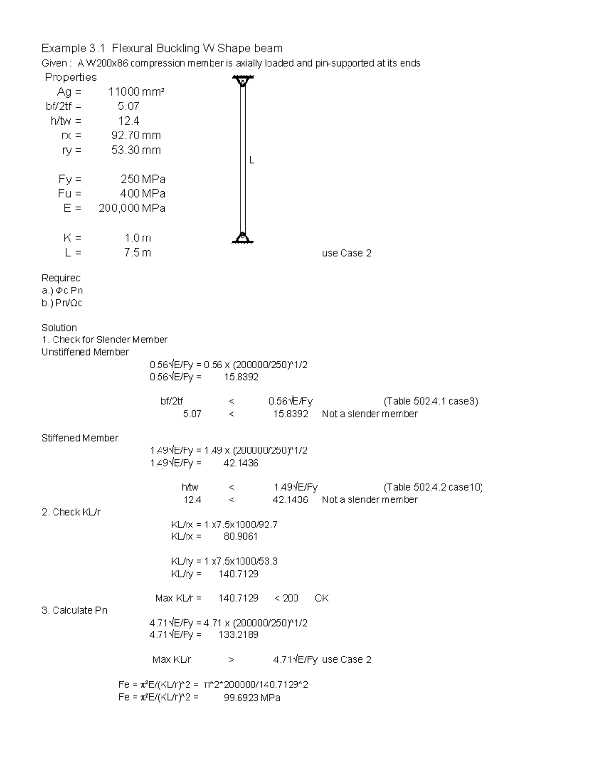 M3 practice problems - Example 3 Flexural Buckling W Shape beam ####### Given : A W200x86 - Studocu