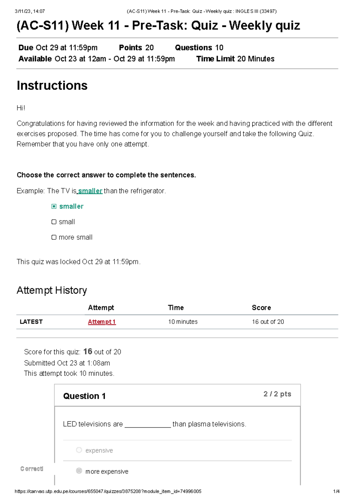 (AC-S11) Week 11 - Pre-Task Quiz - Weekly quiz Ingles III (33497) - (AC-S11) Week 11 - Pre-Task ...