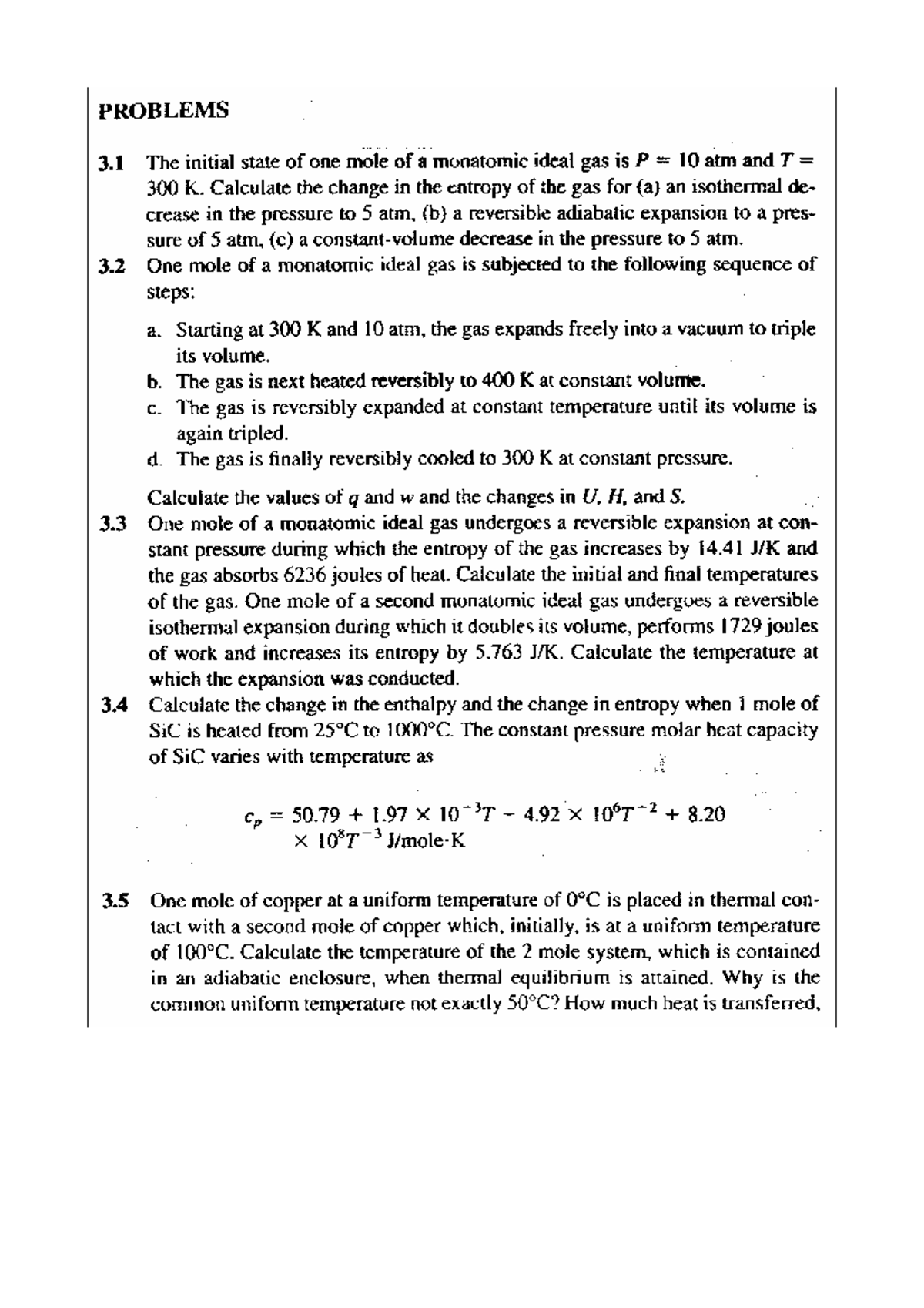 Solution-ch3 - Chapter 2 solution - PROBLEMS 3 The initial state of one mole of a monatomic ...