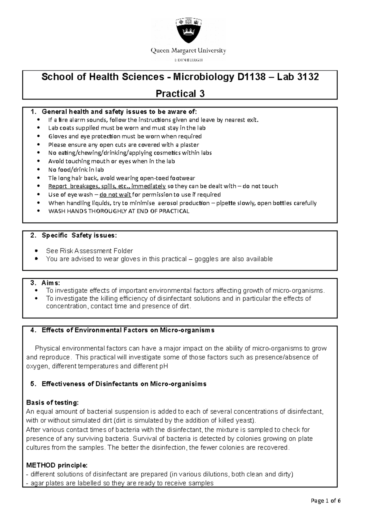 Microbe Environment - School of Health Sciences - Microbiology D1138 ...