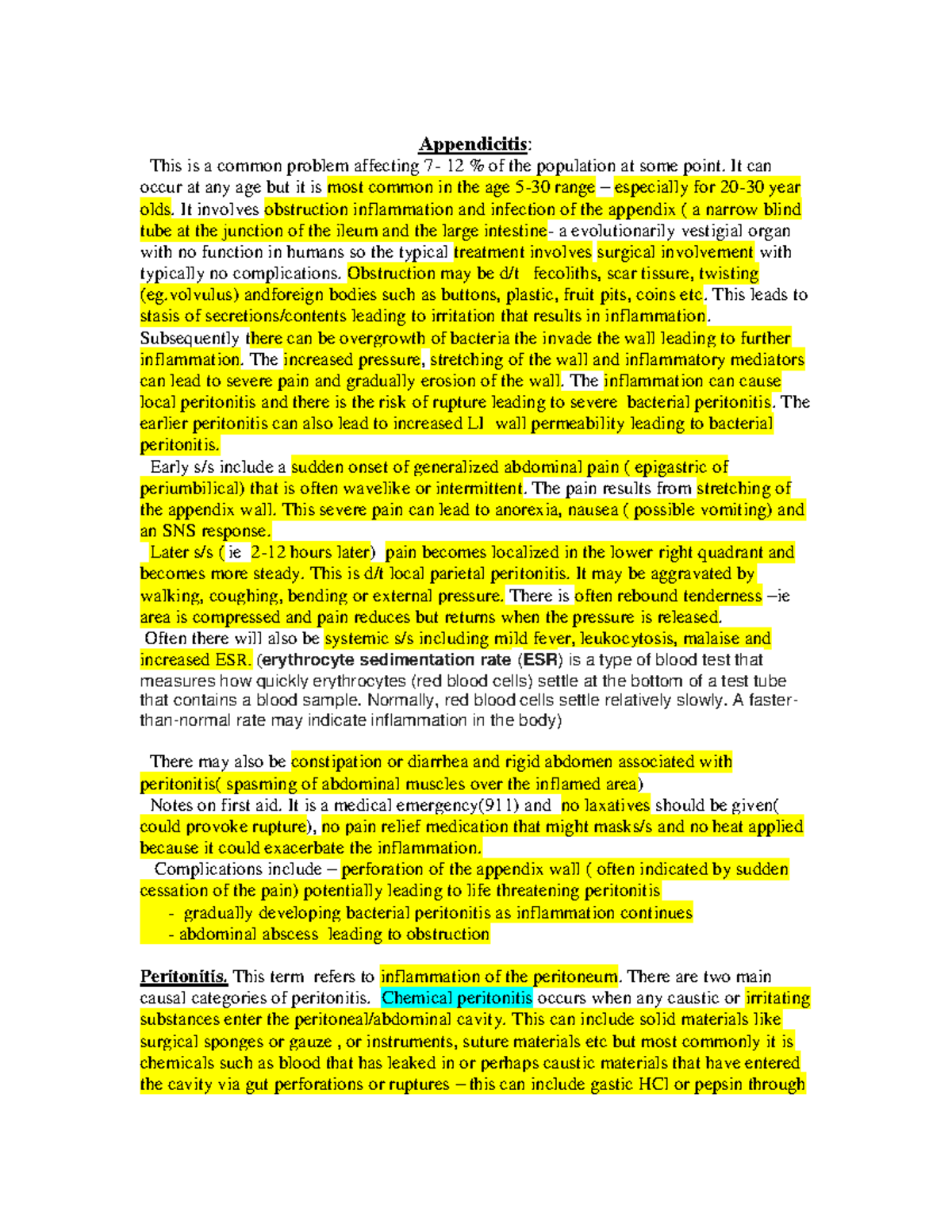 Appendicitis,Peritonitis,Obstruction - Appendicitis: This is a common ...