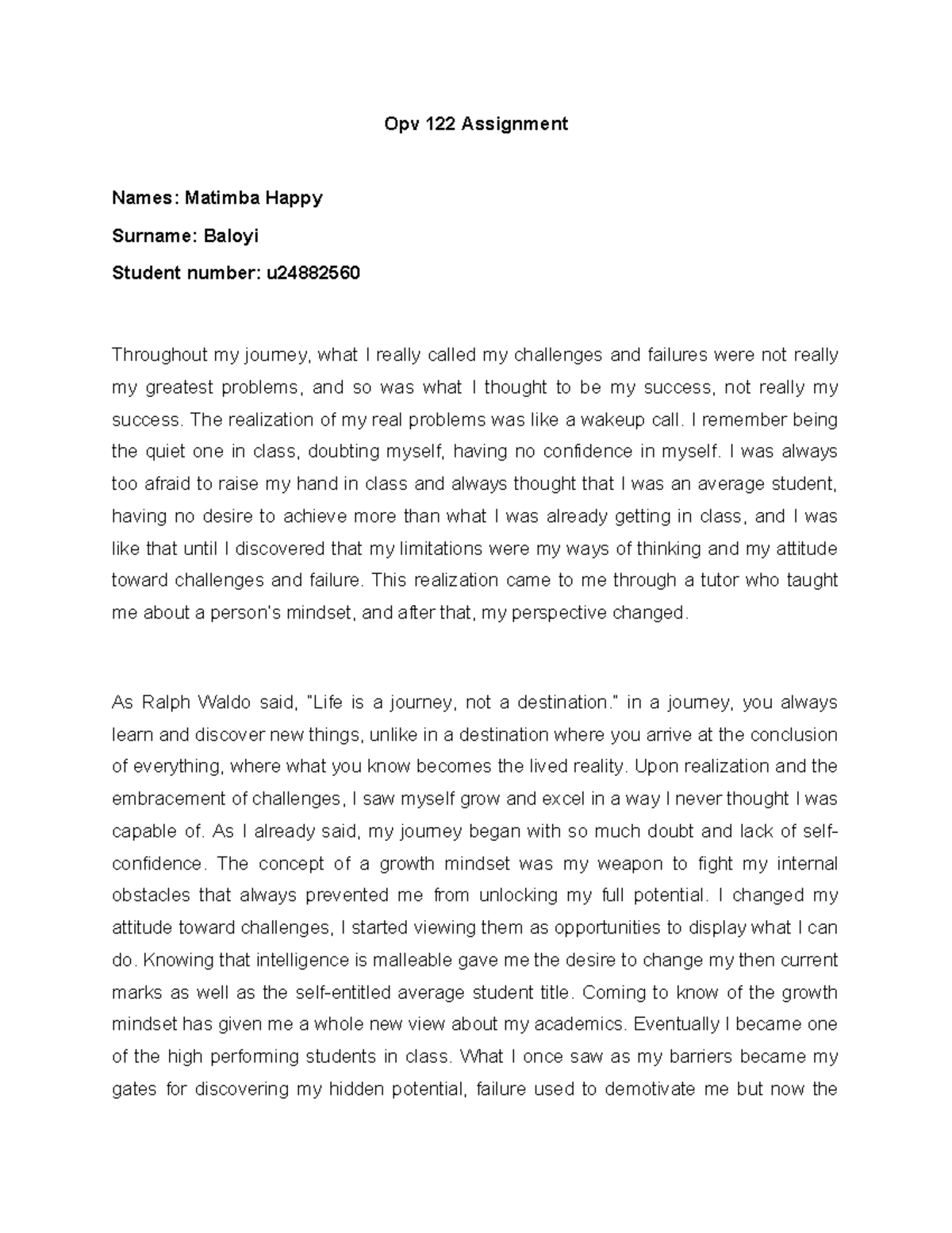 Opv 122 assignment - narrative essay - Opv 122 Assignment Names ...