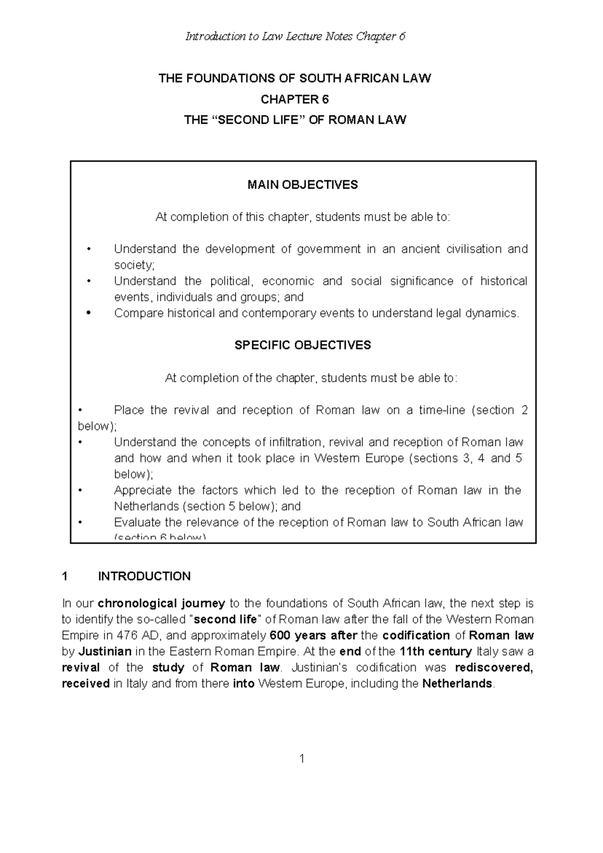 2024 Introduction to Law Chapter 6 Lecture Notes - THE FOUNDATIONS OF ...