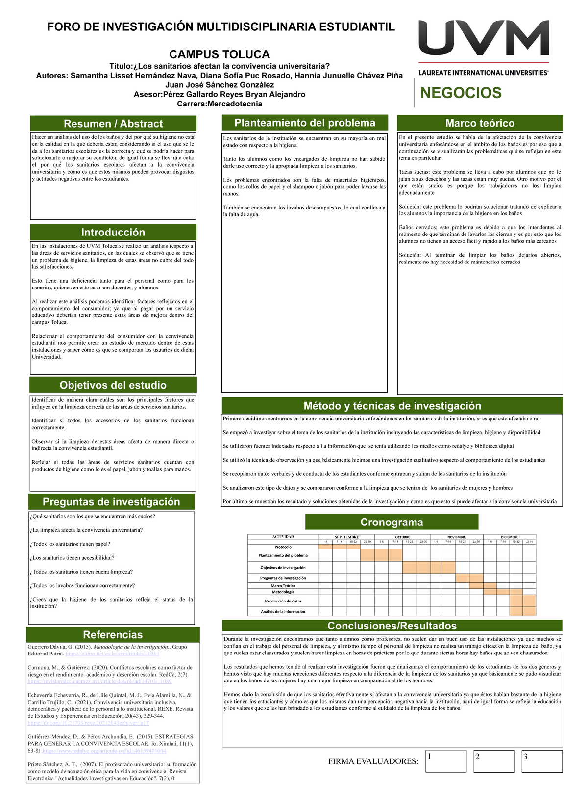 Cartel de Investigación - Preguntas de investigación En las instalaciones de UVM Toluca se ...