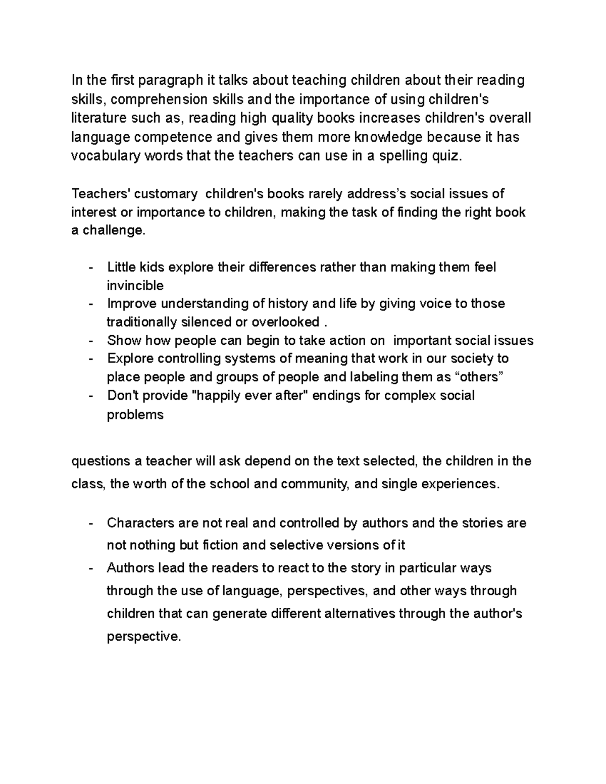 Reading Aloud - In the first paragraph it talks about teaching children ...