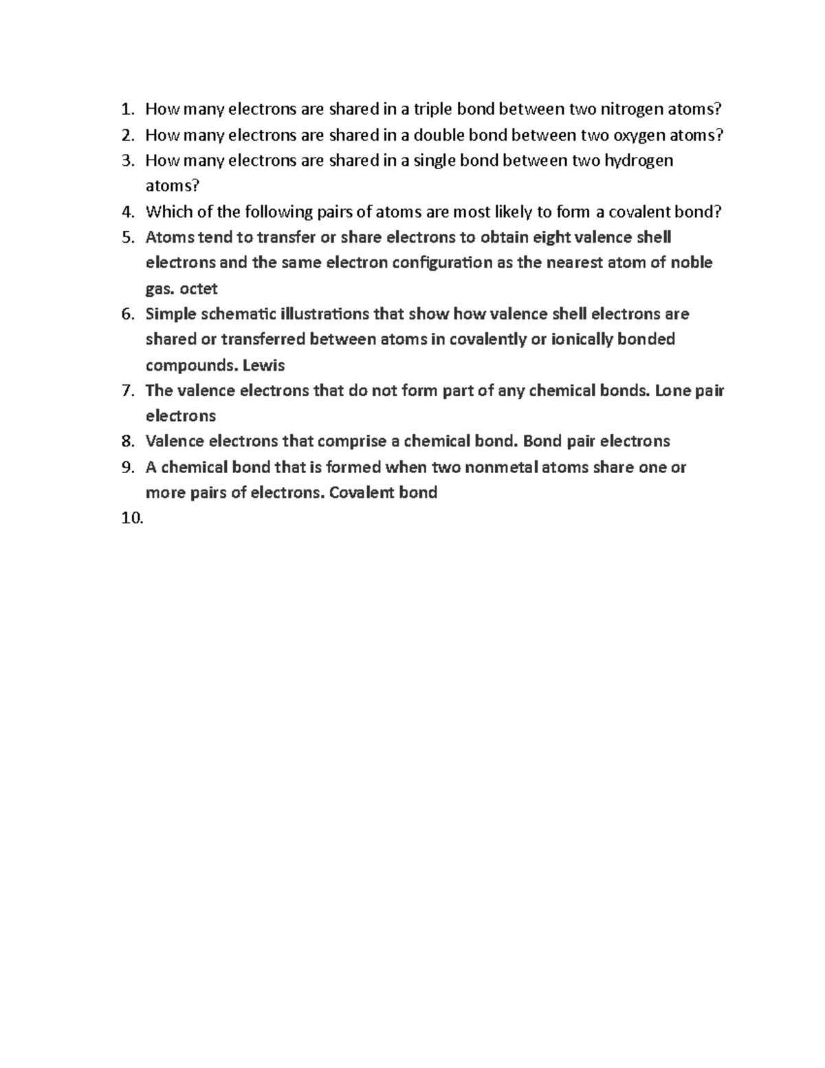 Questionss - Questions about chemical bonding - How many electrons are ...