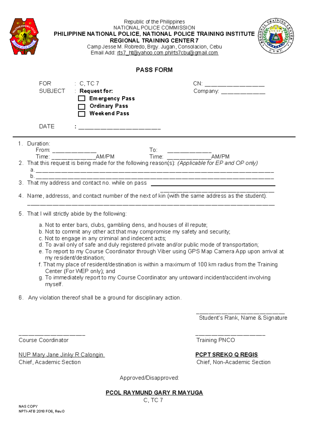 Passes-FORM - Nothing specific - Republic of the Philippines NATIONAL ...