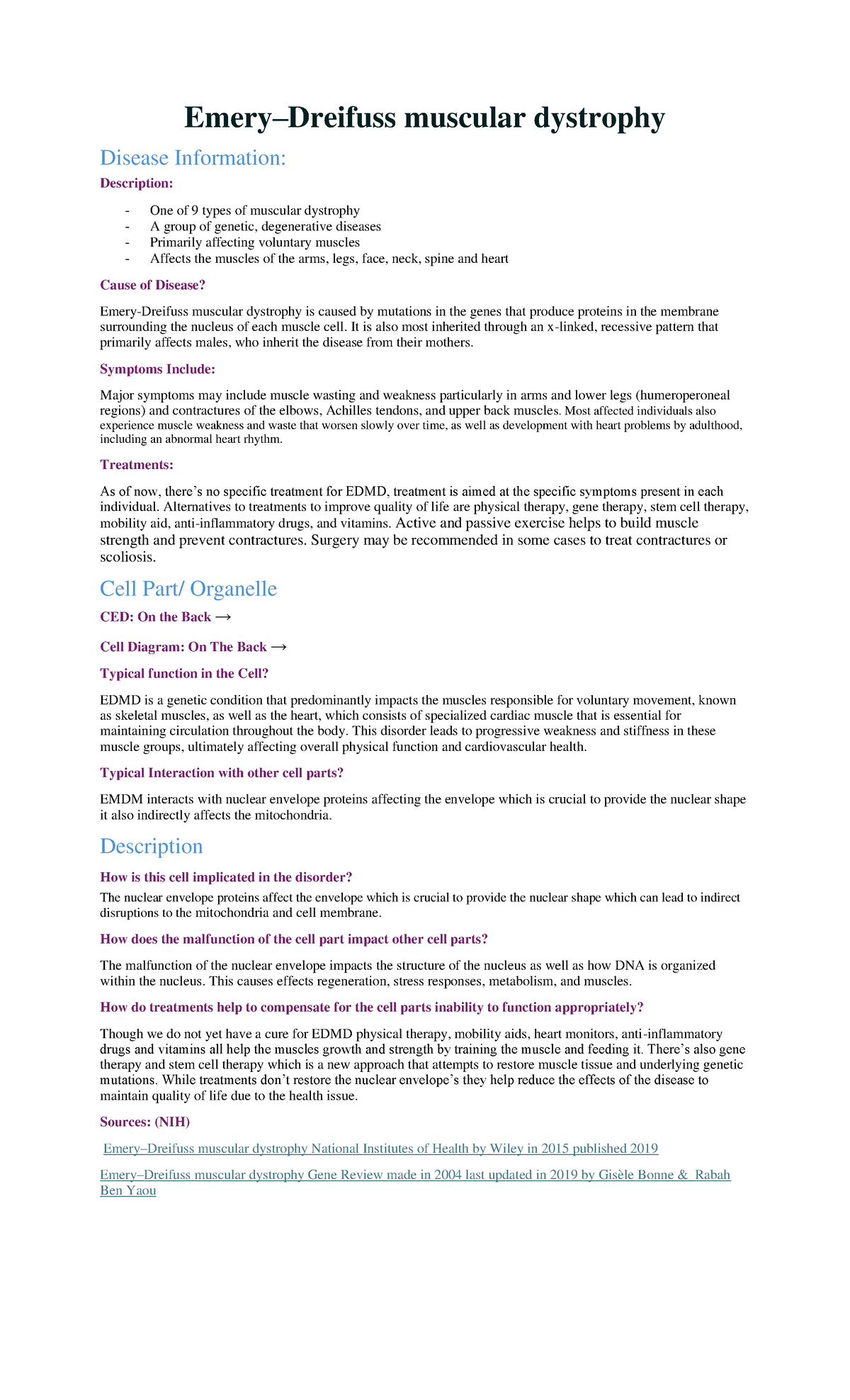 Disease-One Pager-4 - yes - Emery–Dreifuss muscular dystrophy Disease ...