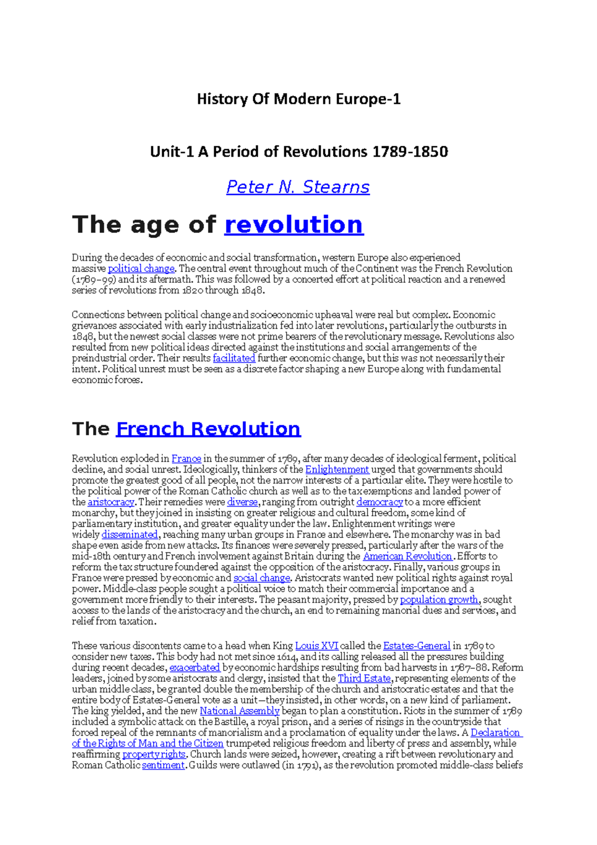 History Of Modern Europe - History Of Modern Europe- Unit-1 A Period of ...