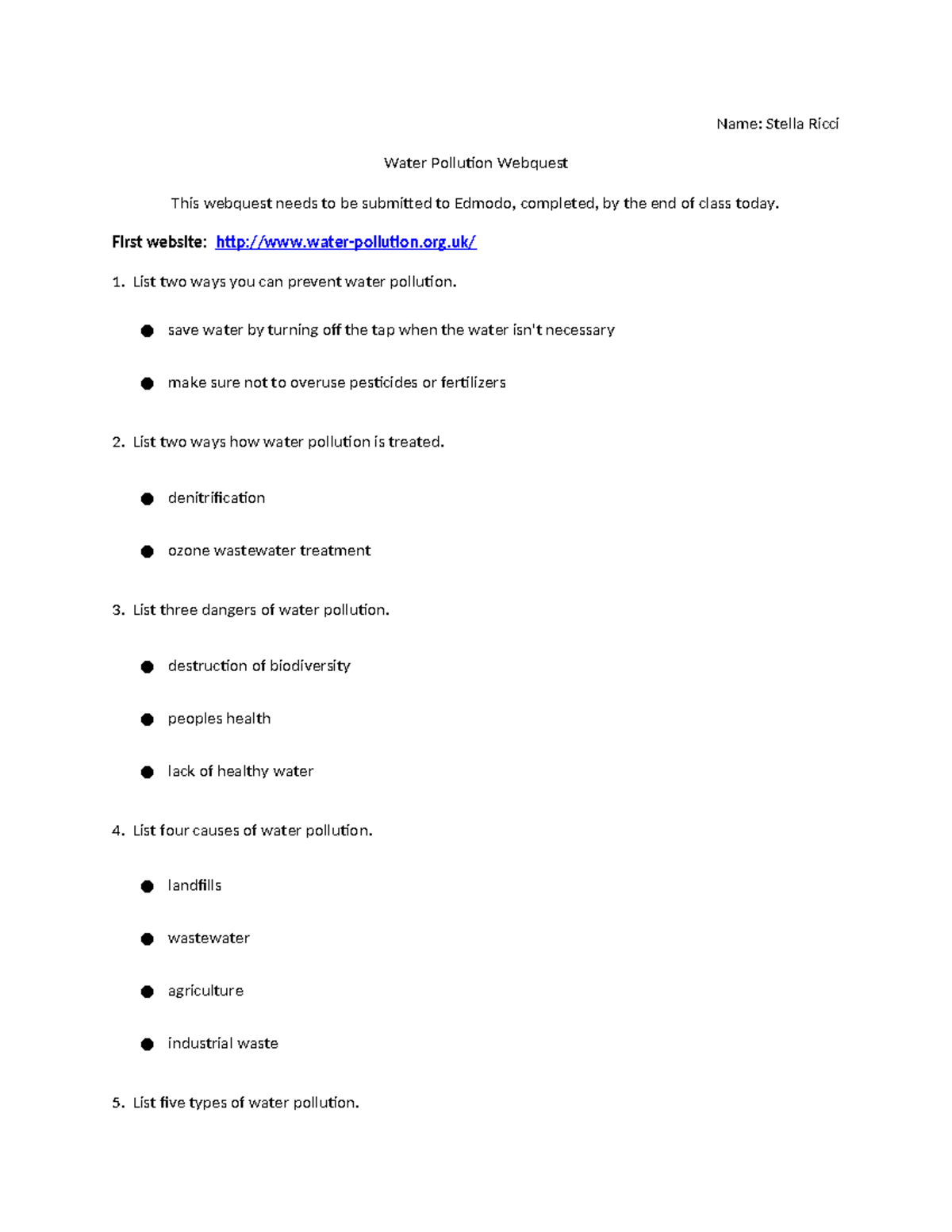 Copy of Environmental Science Water-Pollution-Webquest - Name: Stella ...