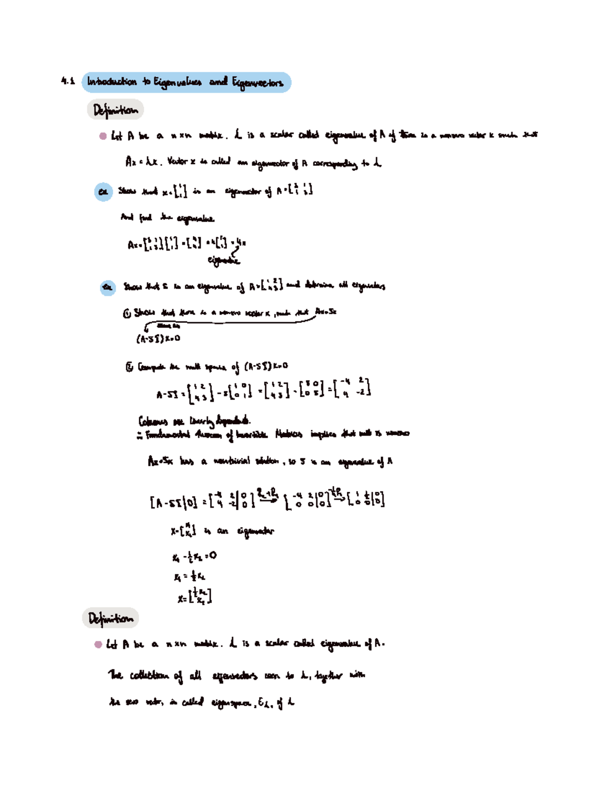 Chapter 4 - Eigenvalues and Eigenvectors - 41 Introduction ...