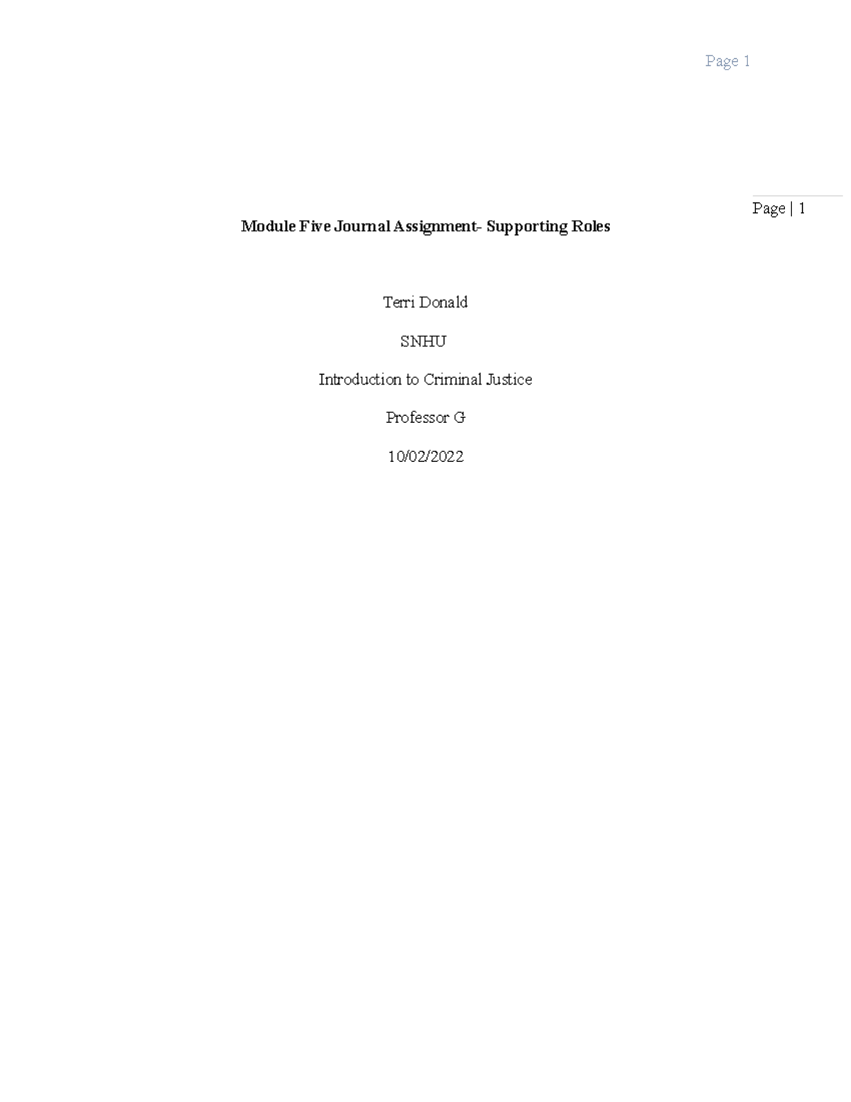 CJ-112 Module Five Journal - Module Five Journal Assignment- Supporting ...