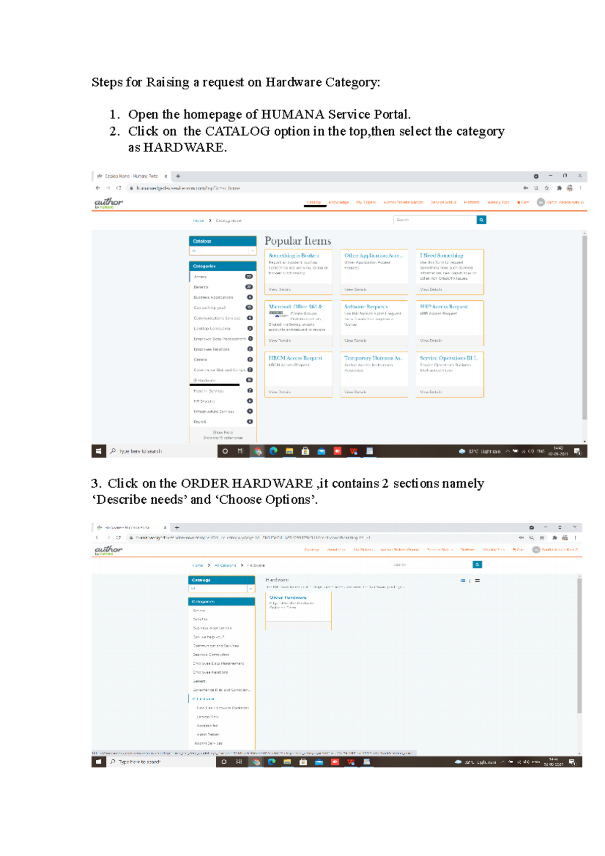 Order Guide Docs - reference - Steps for Raising a request on Hardware ...