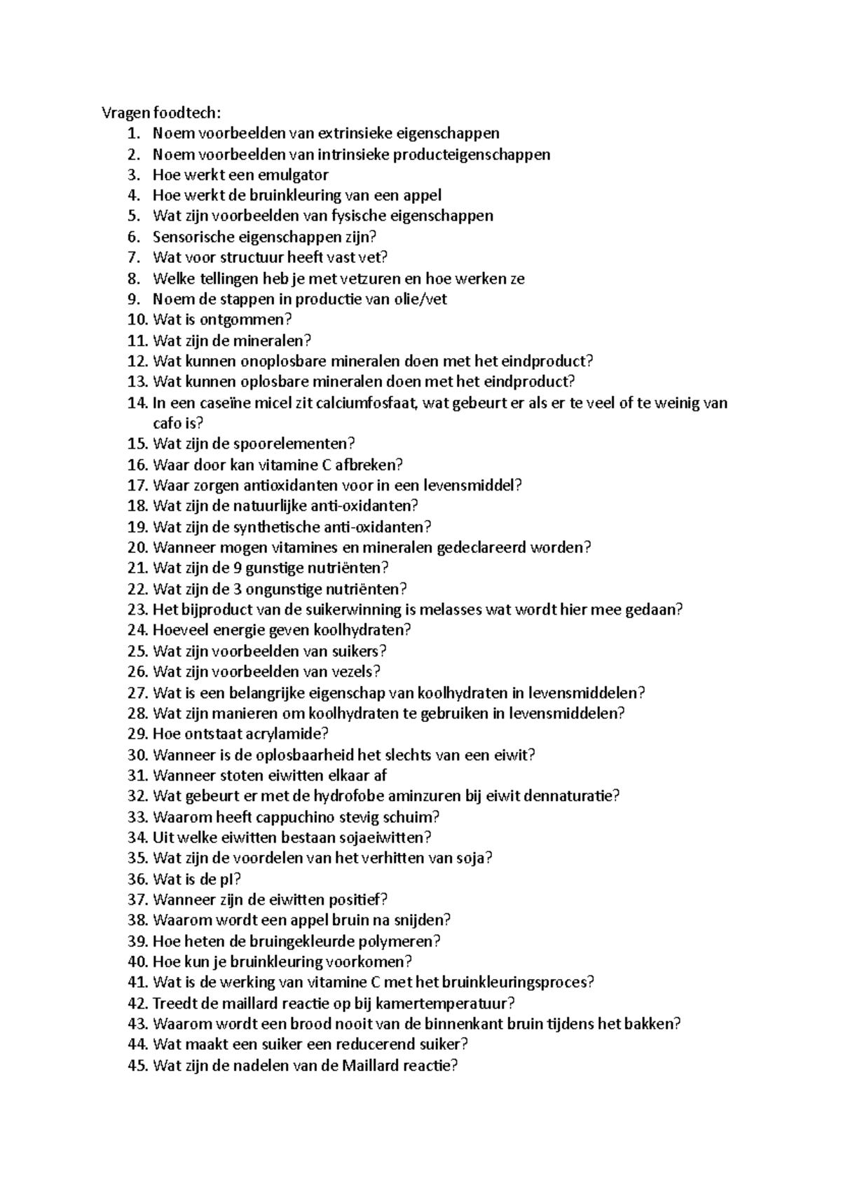 Vragen foodtech - Noem voorbeelden van extrinsieke eigenschappen 2 ...