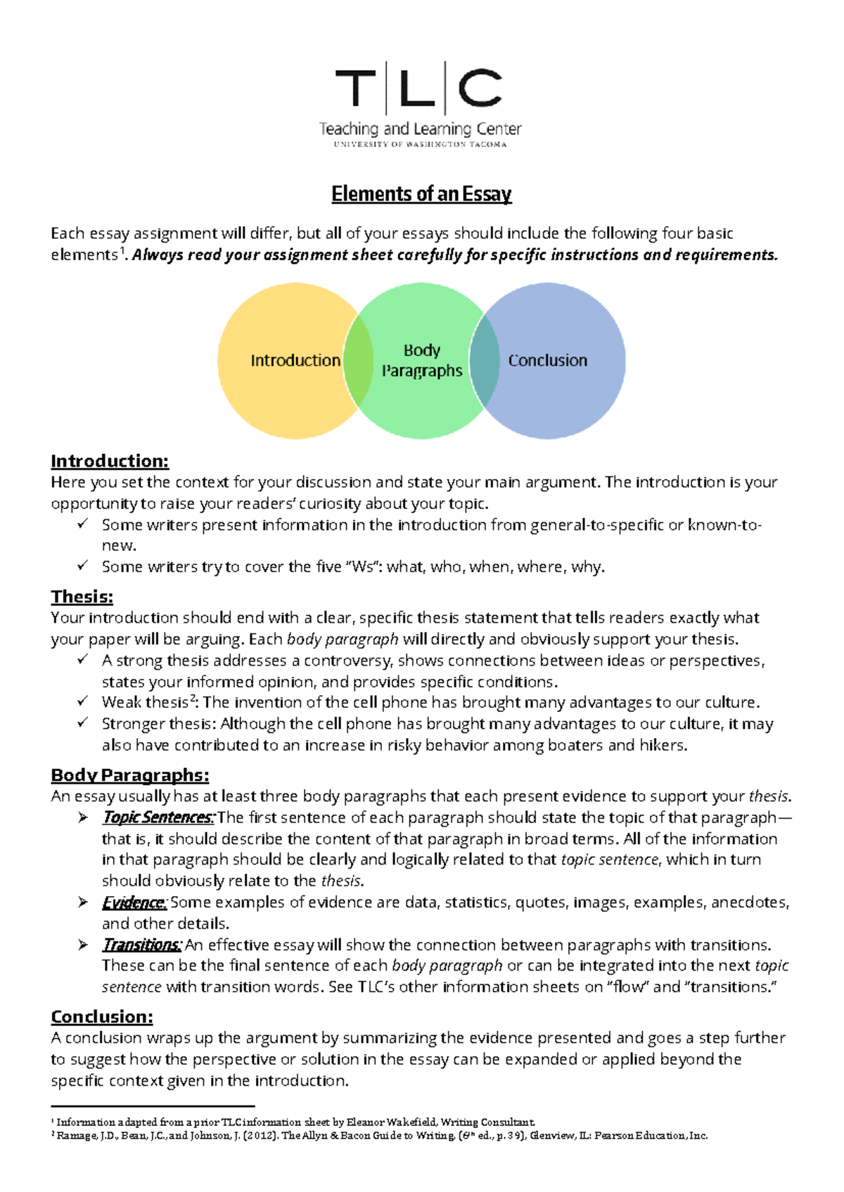 Elements-and-structure-of-an-essay - Elements of an Essay Each essay ...