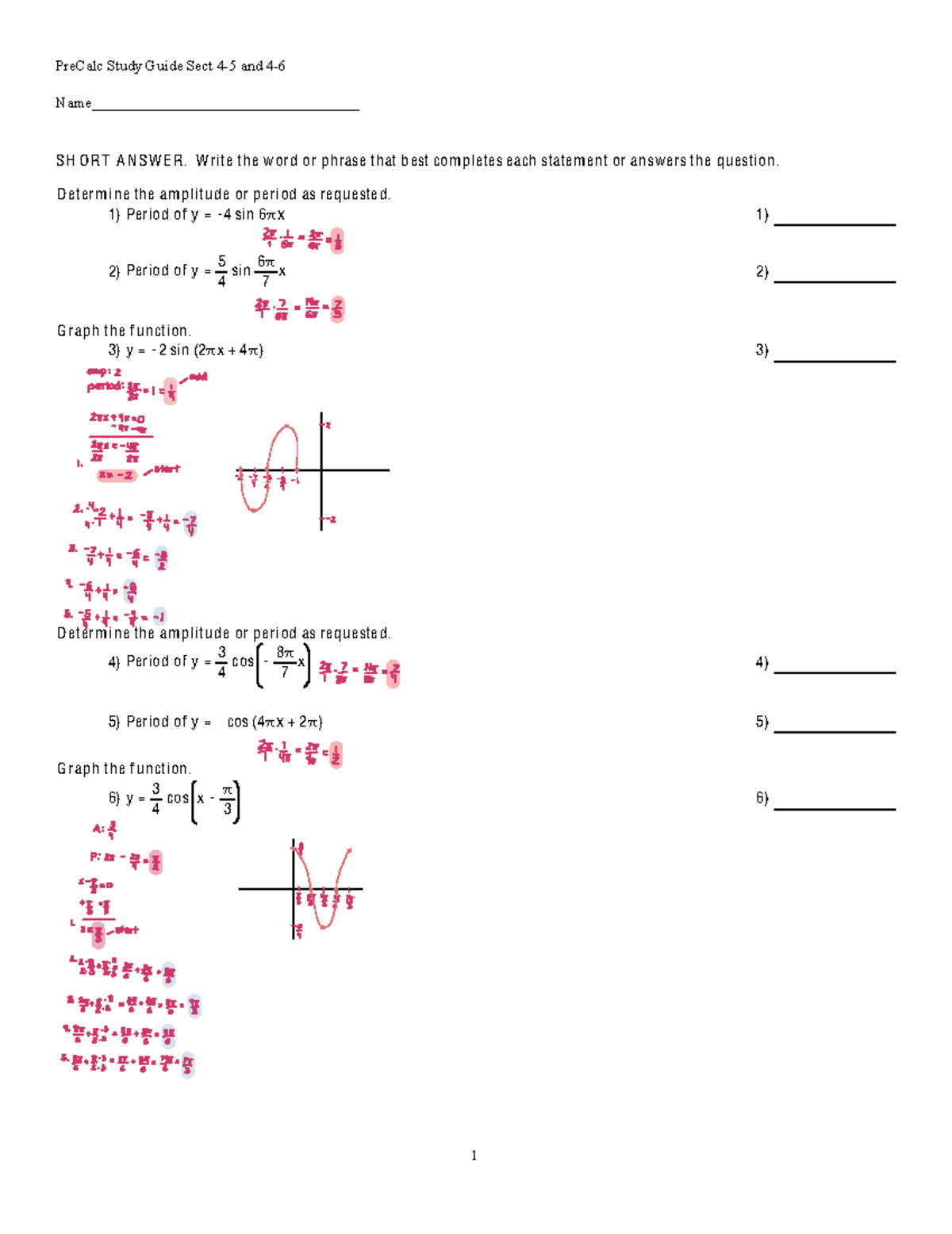 Pre Calc Study Guide TEST Sect 4-5 and 4-6 - PreCalc Study Guide Sect 4 ...