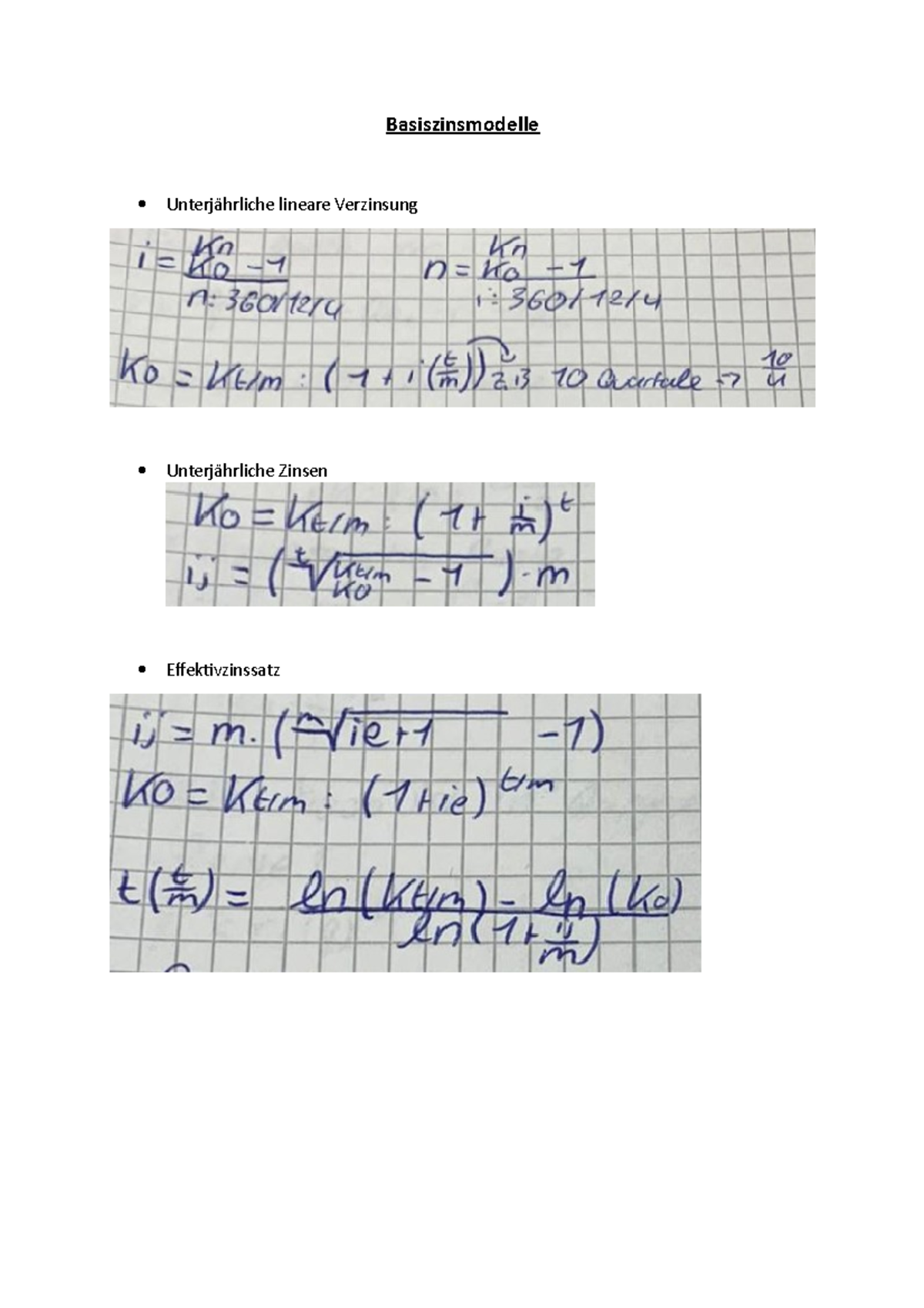 Formelblatt Finanzmathe - Basiszinsmodelle Unterjährliche lineare ...