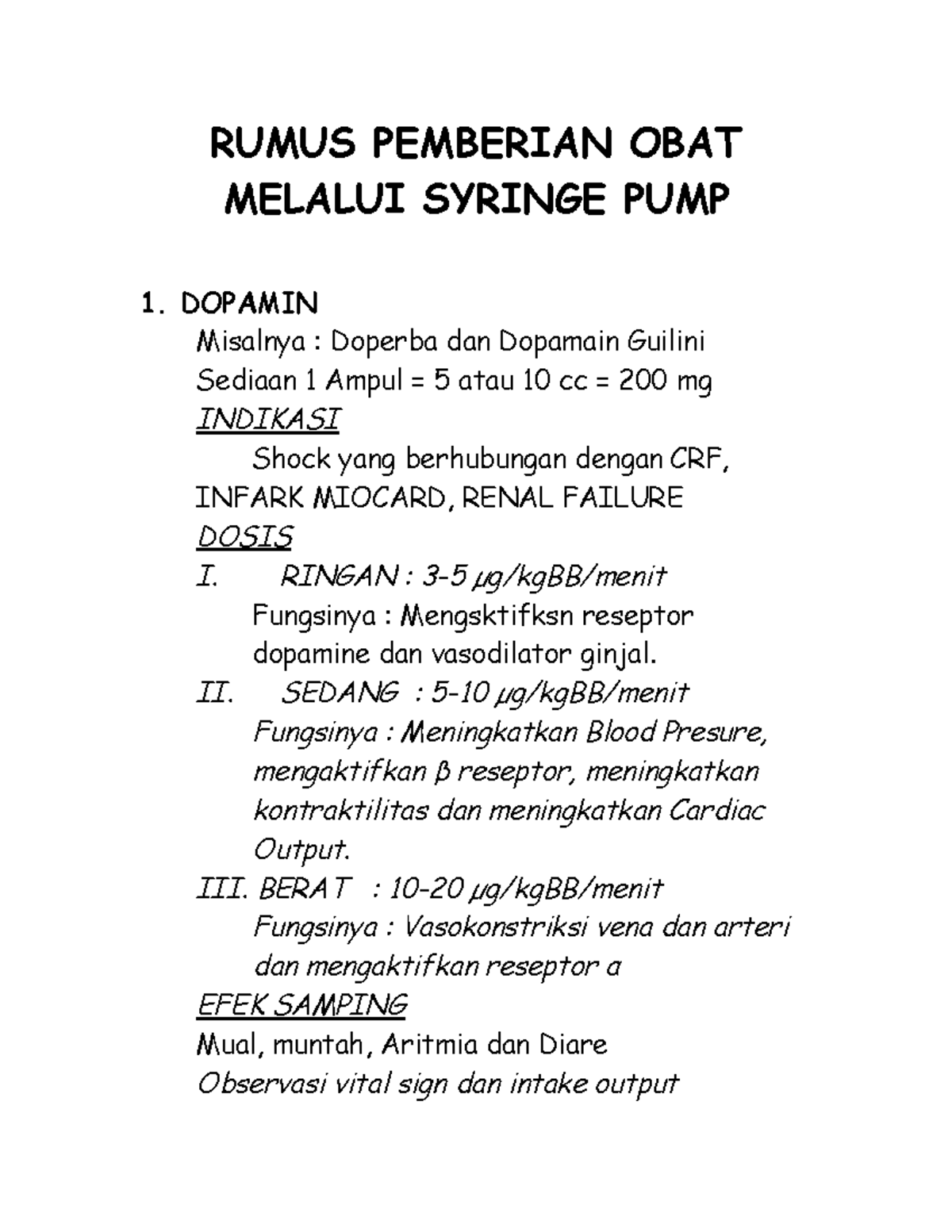 Rumus Pemberian OBAT Melalui Syringe PUM - RUMUS PEMBERIAN OBAT MELALUI ...