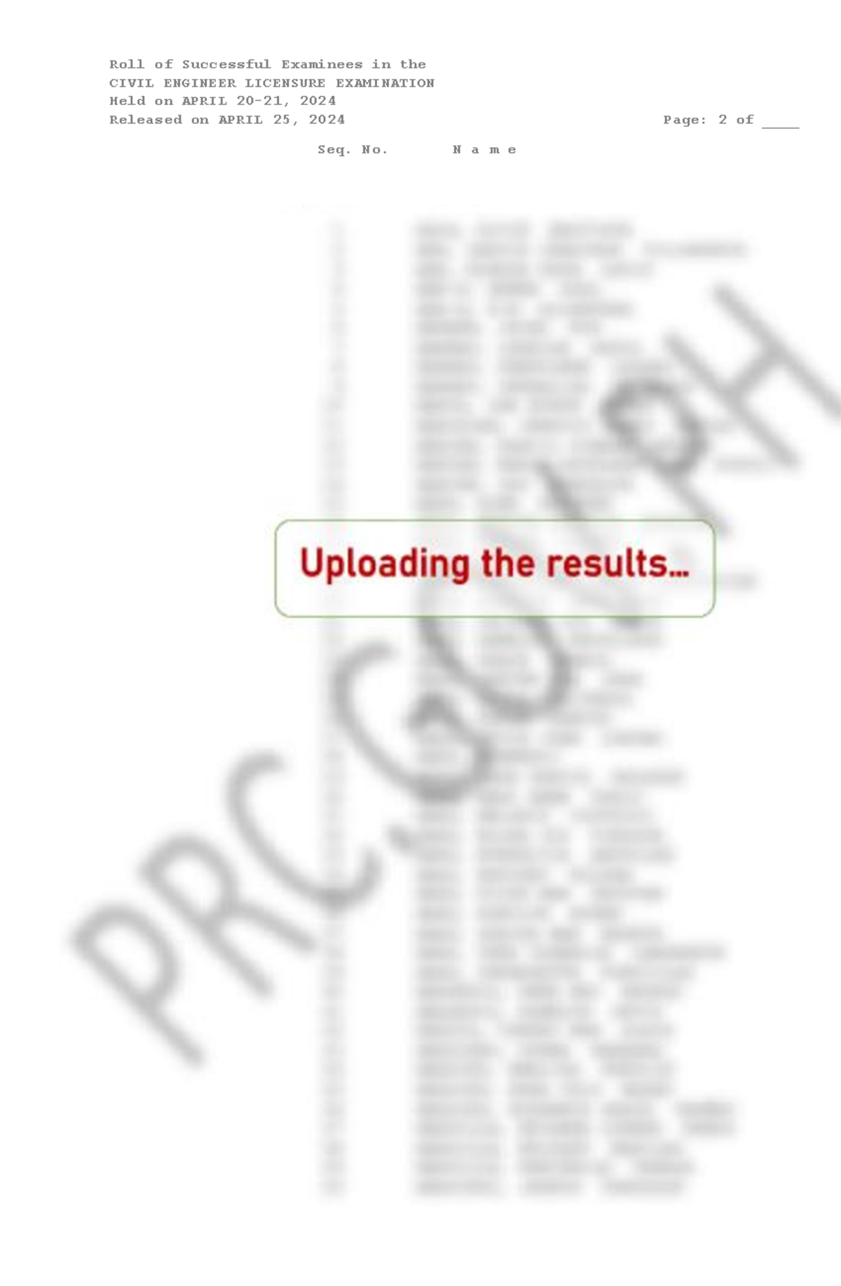 CE1123- Alpha - Gshahsh - Elementary Education - Roll of Successful Examinees in the CIVIL ...