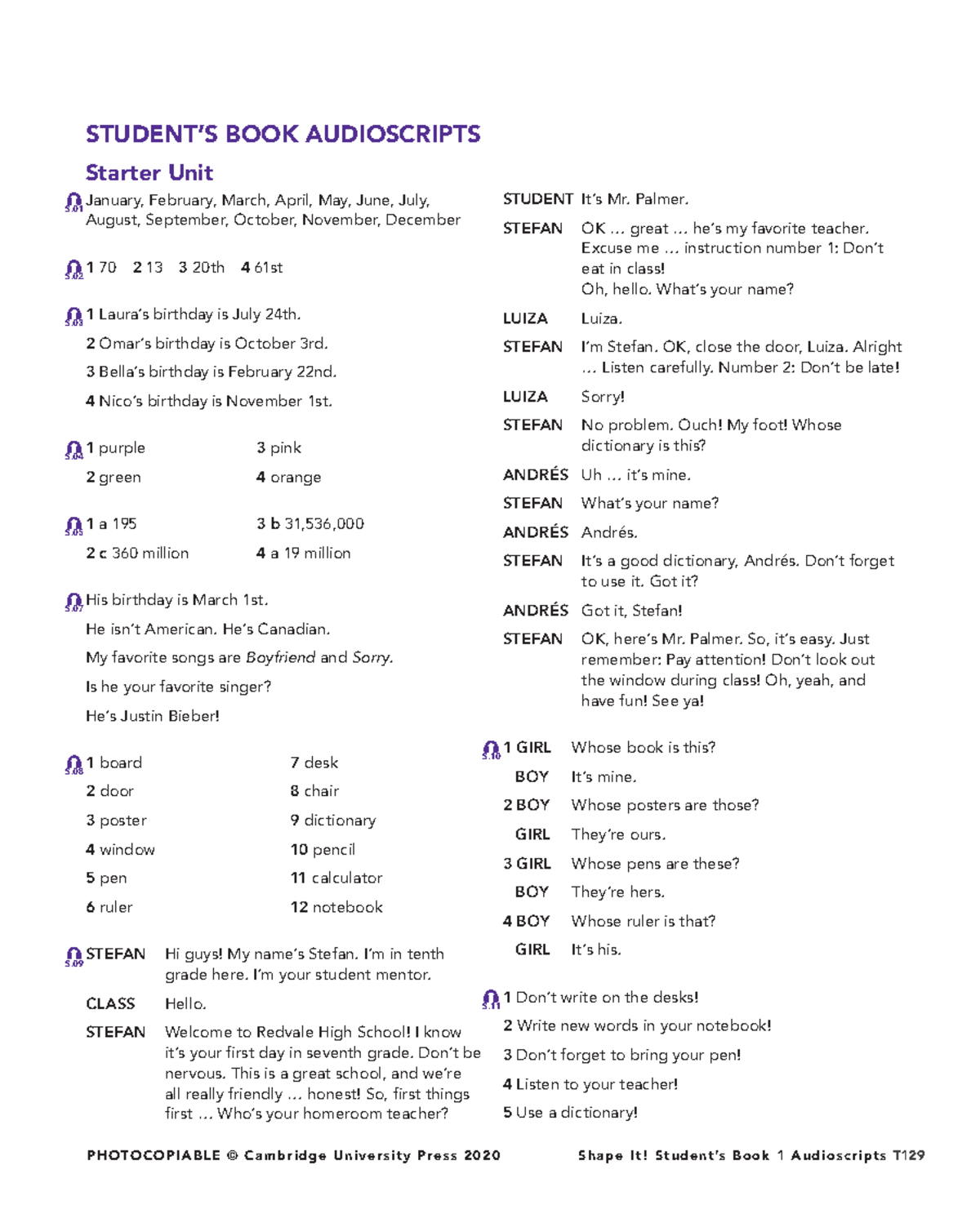 Student's Book Audioscript - P H O T O C O P I A B L E © C a m b r i d g e U n i v e r sity ...