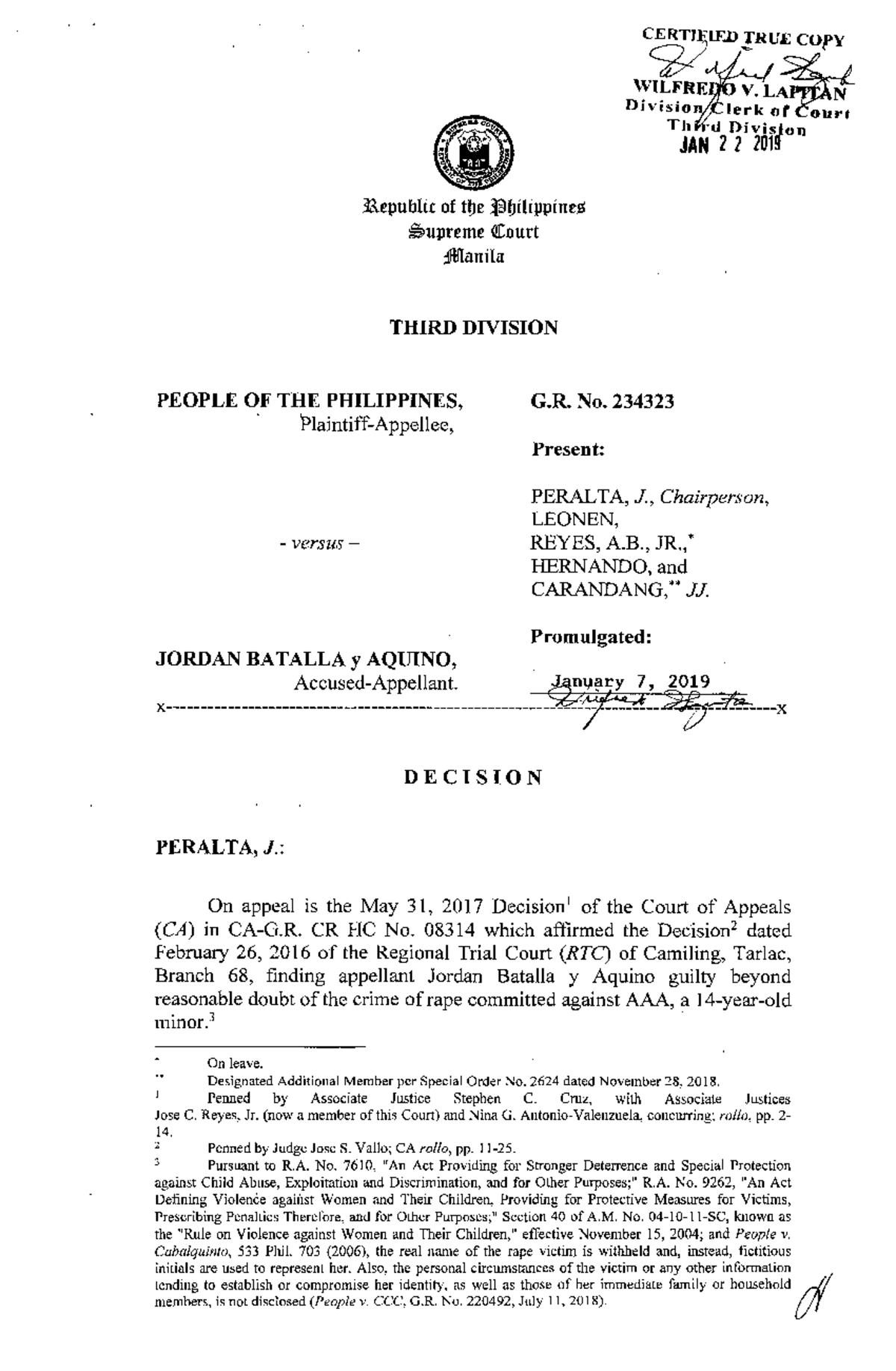 1. 234323 Rape cases for minor who is a foreigner - ]Republic of tbe ...