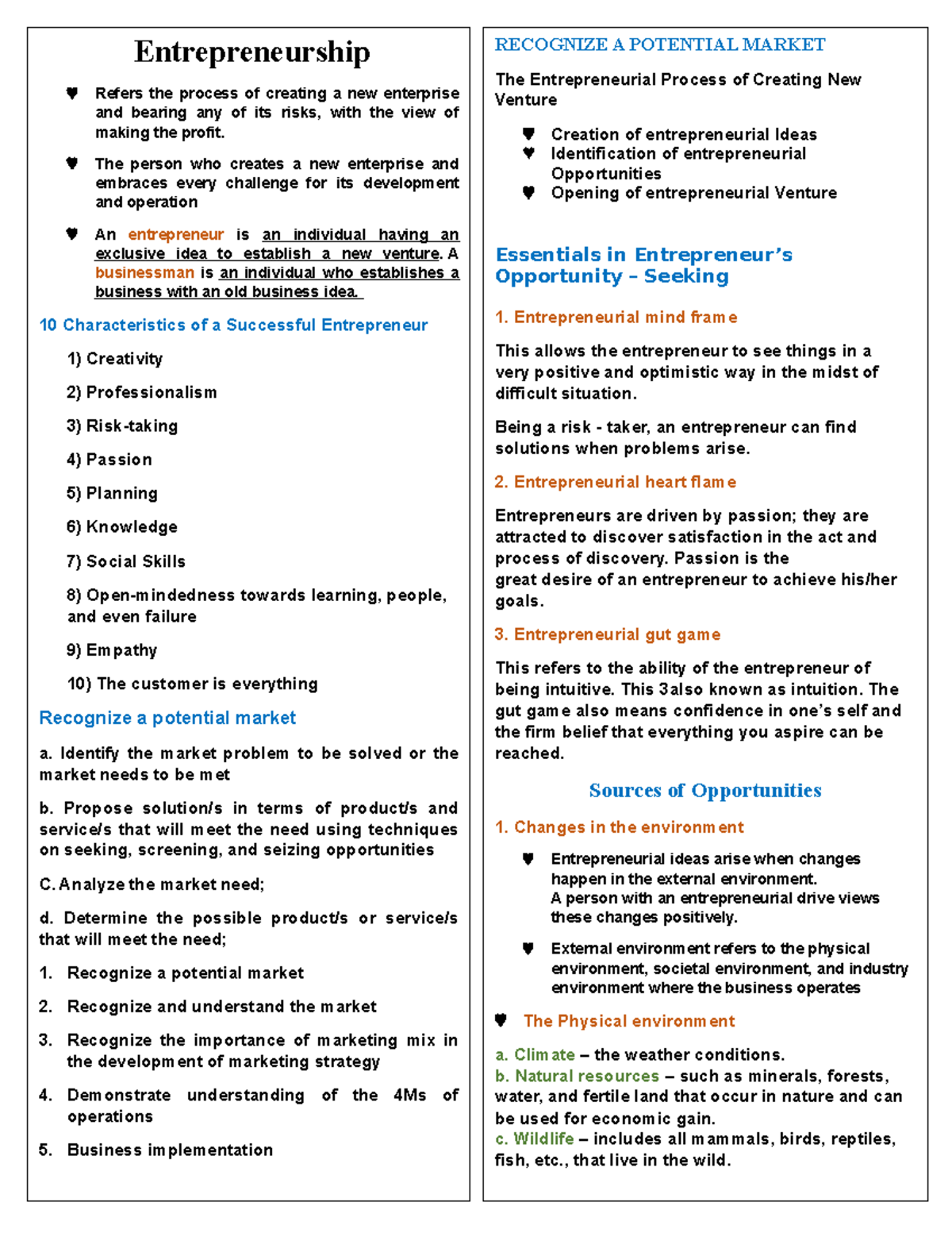 Entrep reviewer - Entrepreneurship Refers the process of creating a new ...