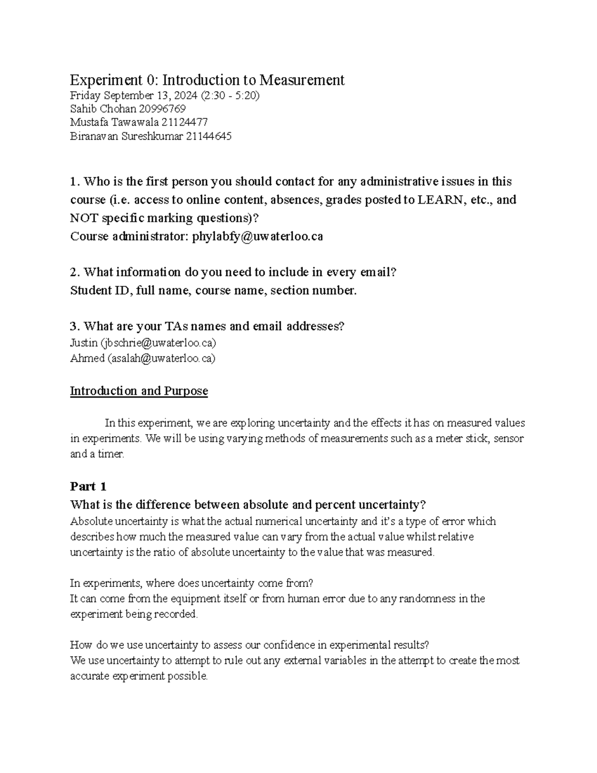Experiment 0 Introduction to Measurement - Experiment 0: Introduction ...