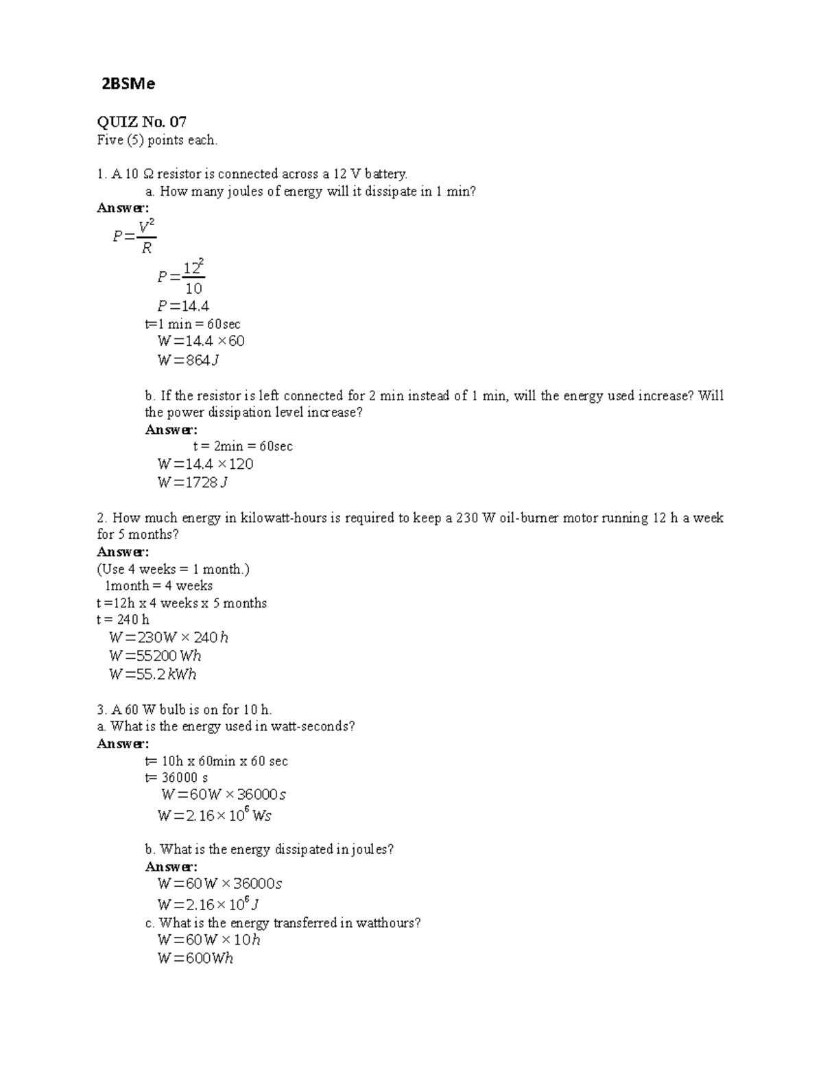 Basic electrical -quiz - Mechanical Engineering - Studocu