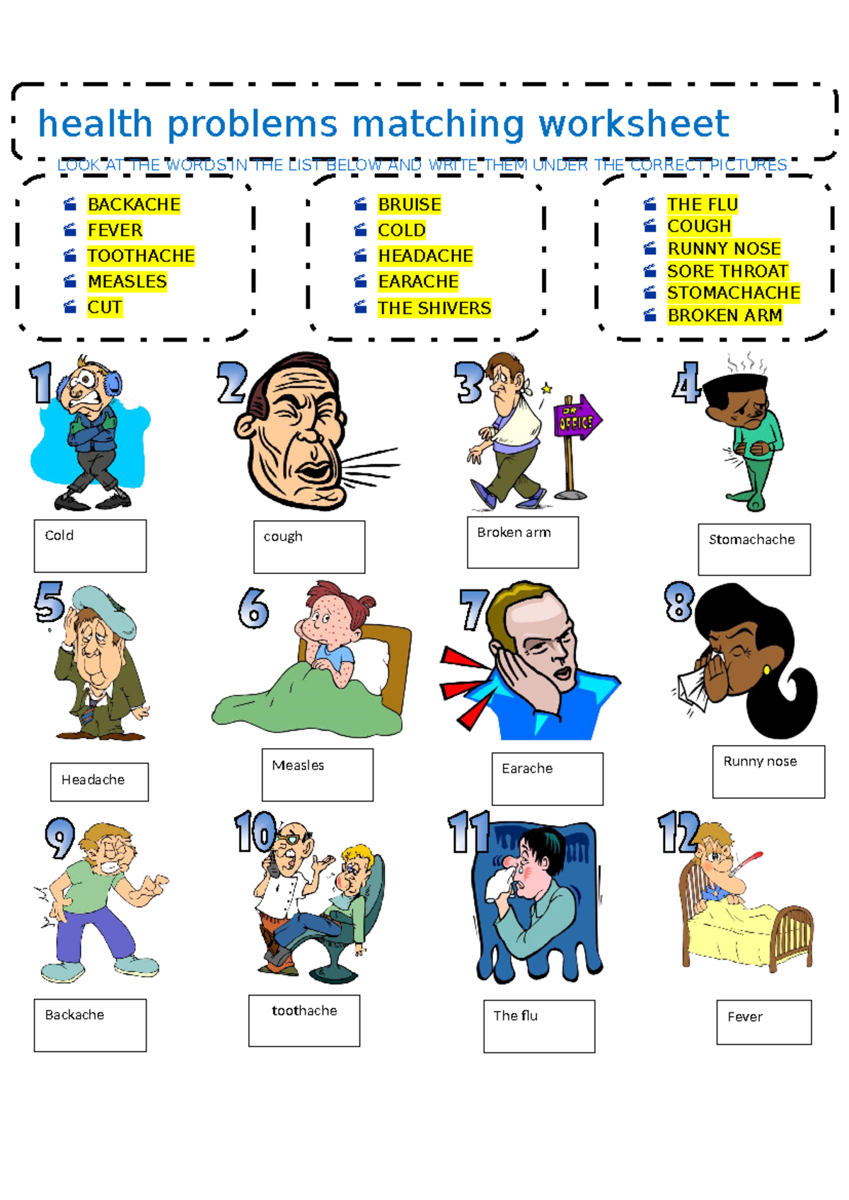 4. health problems matching exercise worksheet - health problems ...