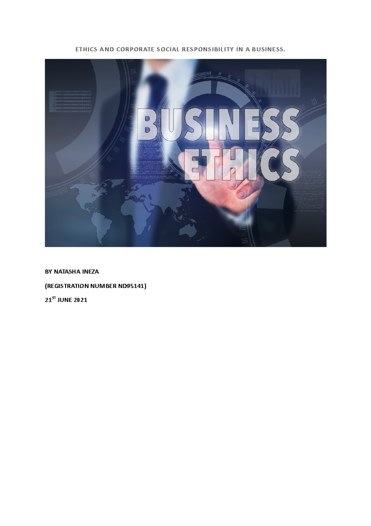 Business ethics exam ( Corporate social responsibility) - ETHICS AND ...