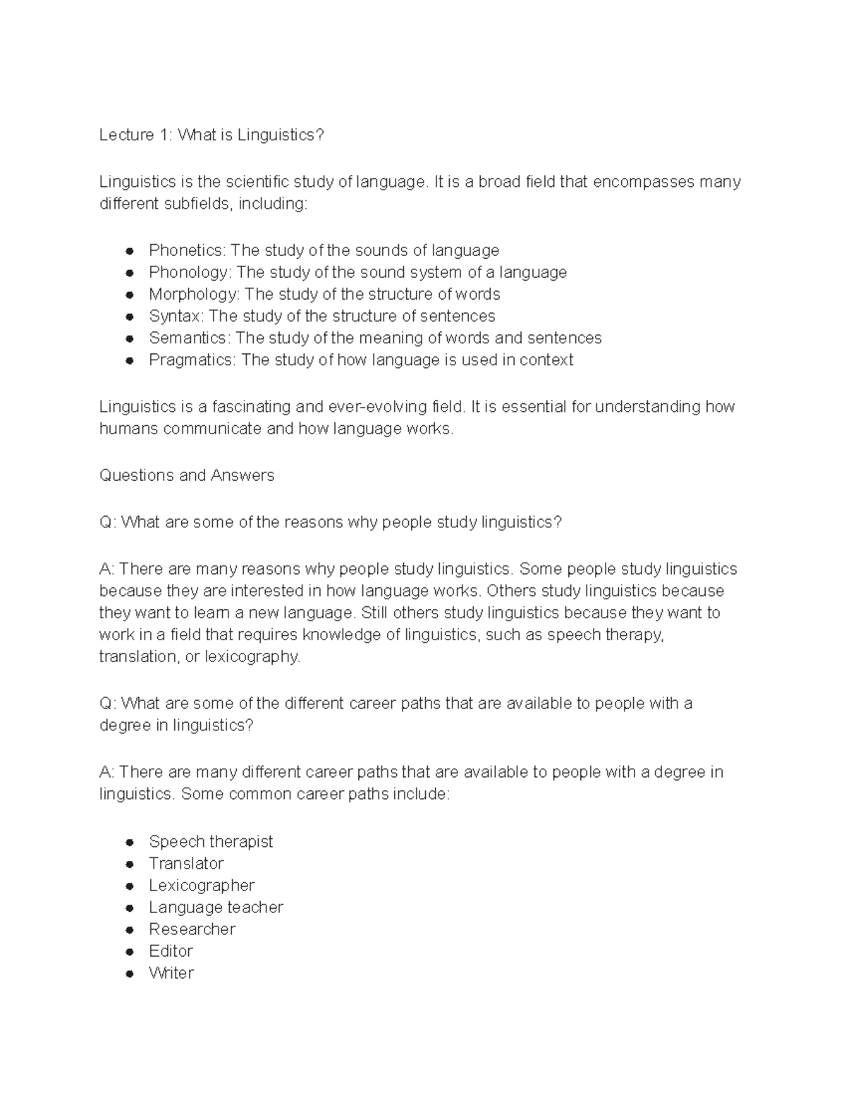 Lecture 1 What is Linguistics - Lecture 1: What is Linguistics ...