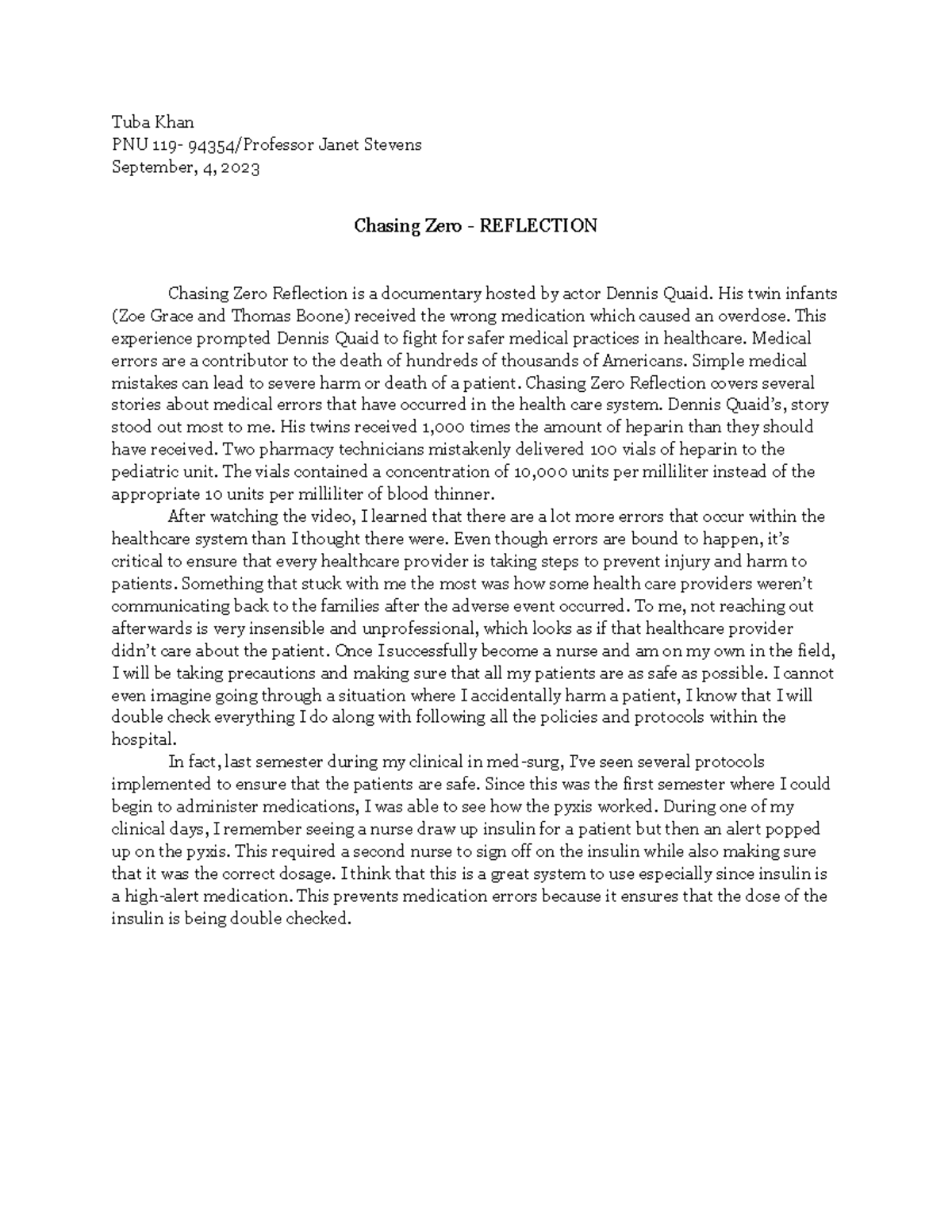 Chasing zero - Nursing PNU. Documentary - Tuba Khan PNU 119- 94354 ...