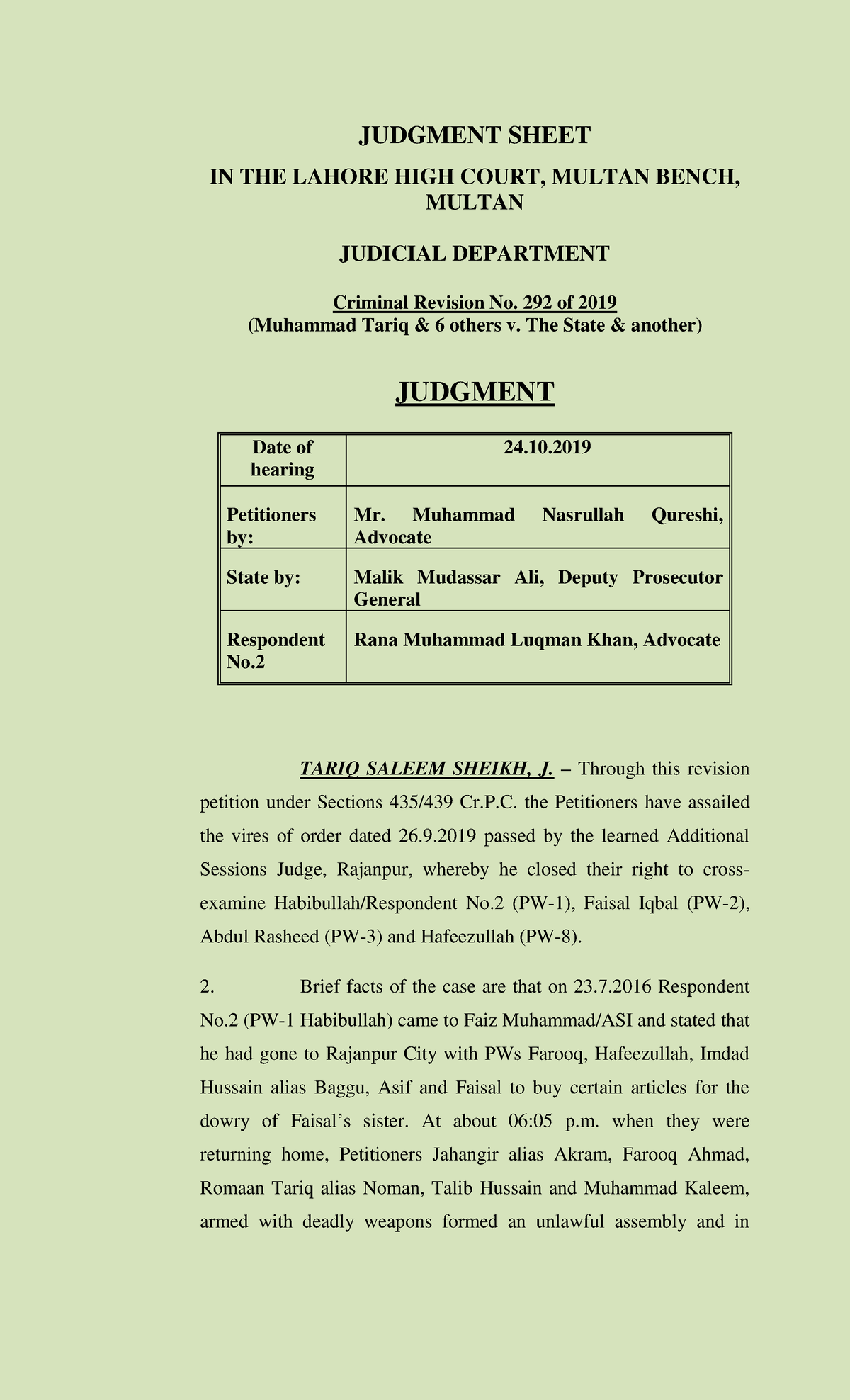 2019 LHC5106revisiol - details for revision - JUDGMENT SHEET IN THE ...