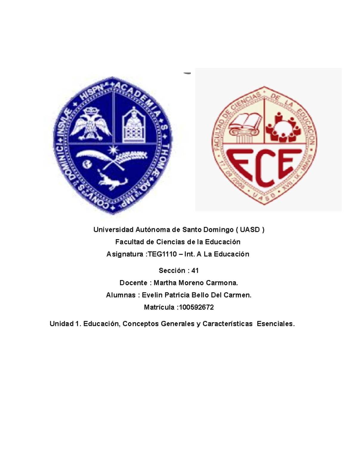Tarea Unidad 1- Int. a la educación - Universidad Autónoma de Santo ...