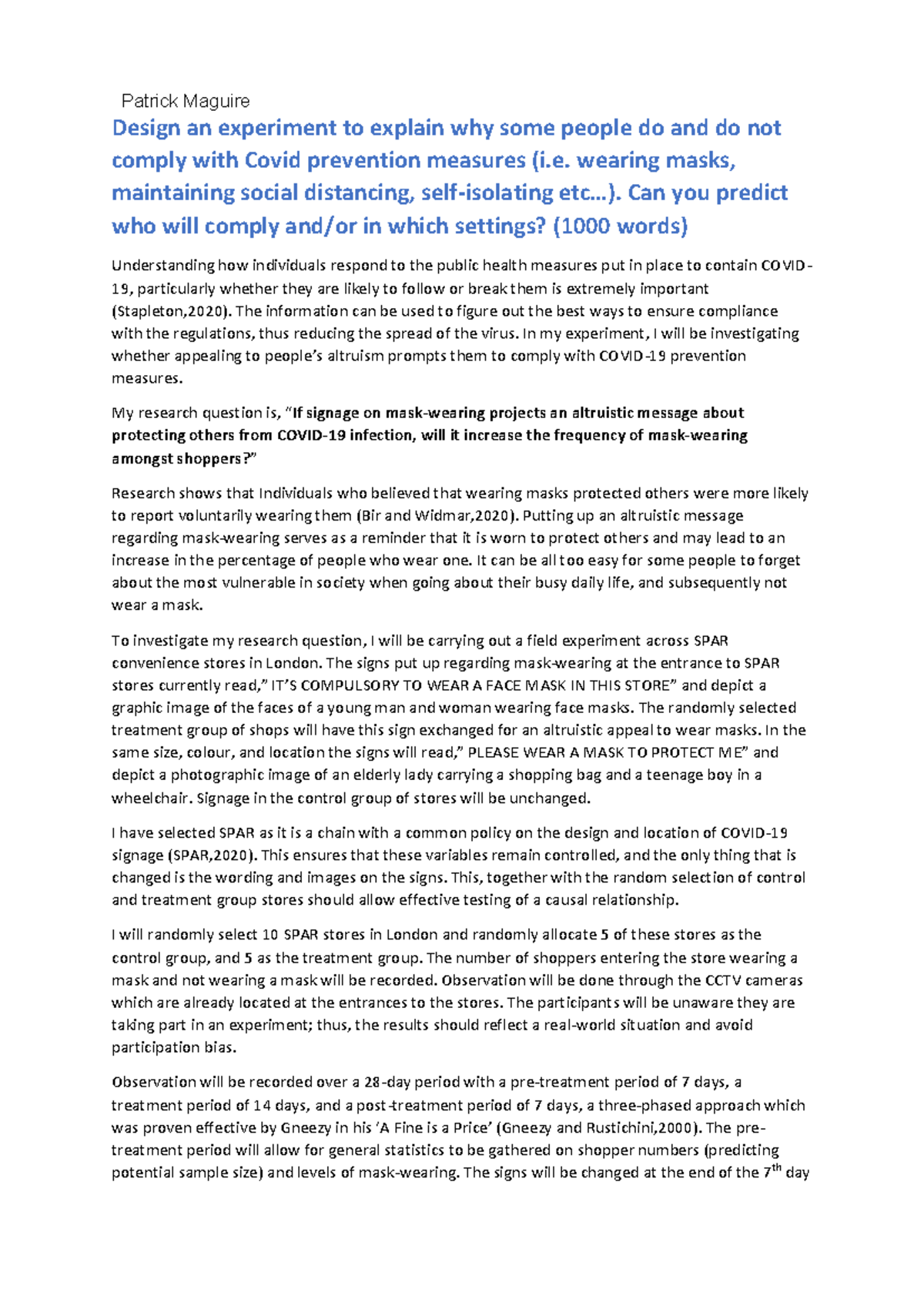 Example essay - Design an experiment to explain why some people do and ...