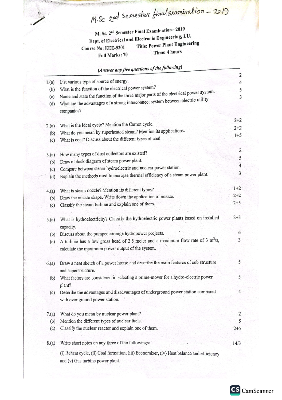 Power plant - Powrr Plant Engineering - CamScanner CamScanner - Studocu