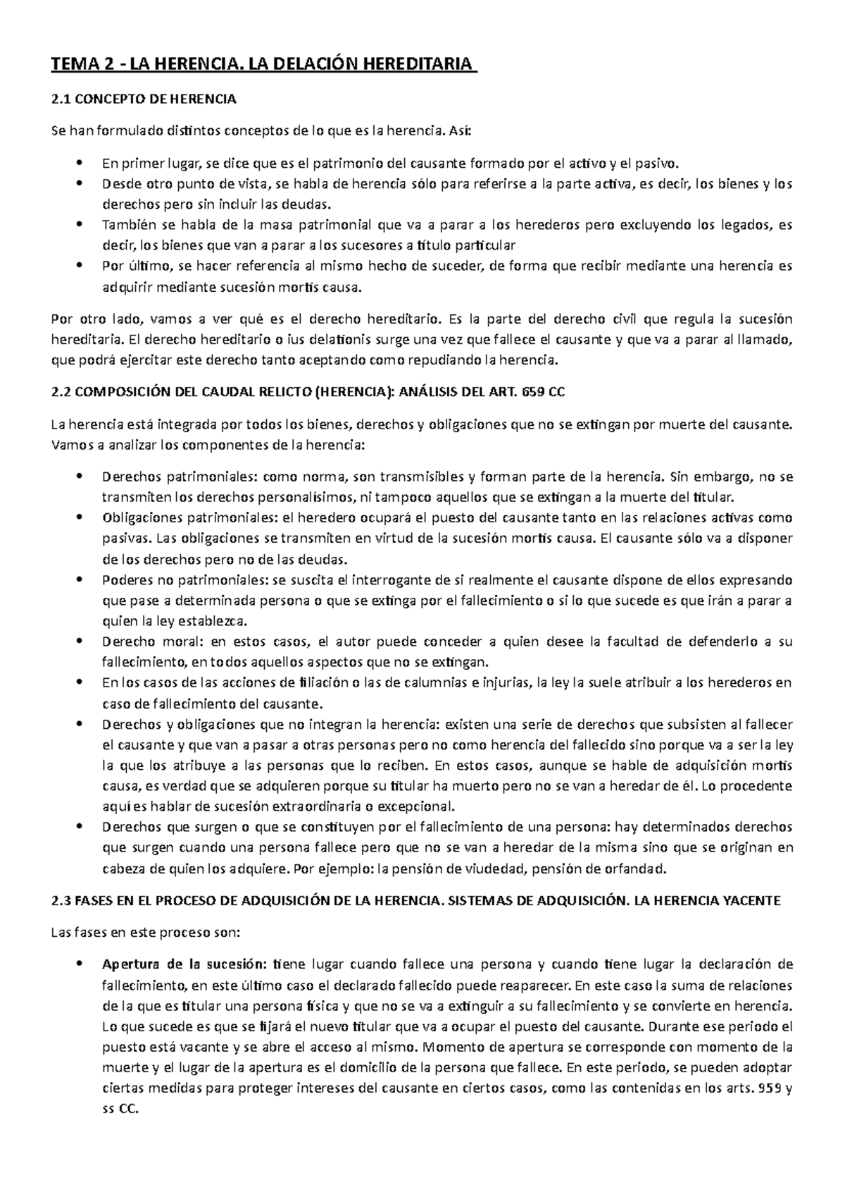 TEMA 2 La herencia. La delación hereditaria - TEMA 2 - LA HERENCIA. LA ...