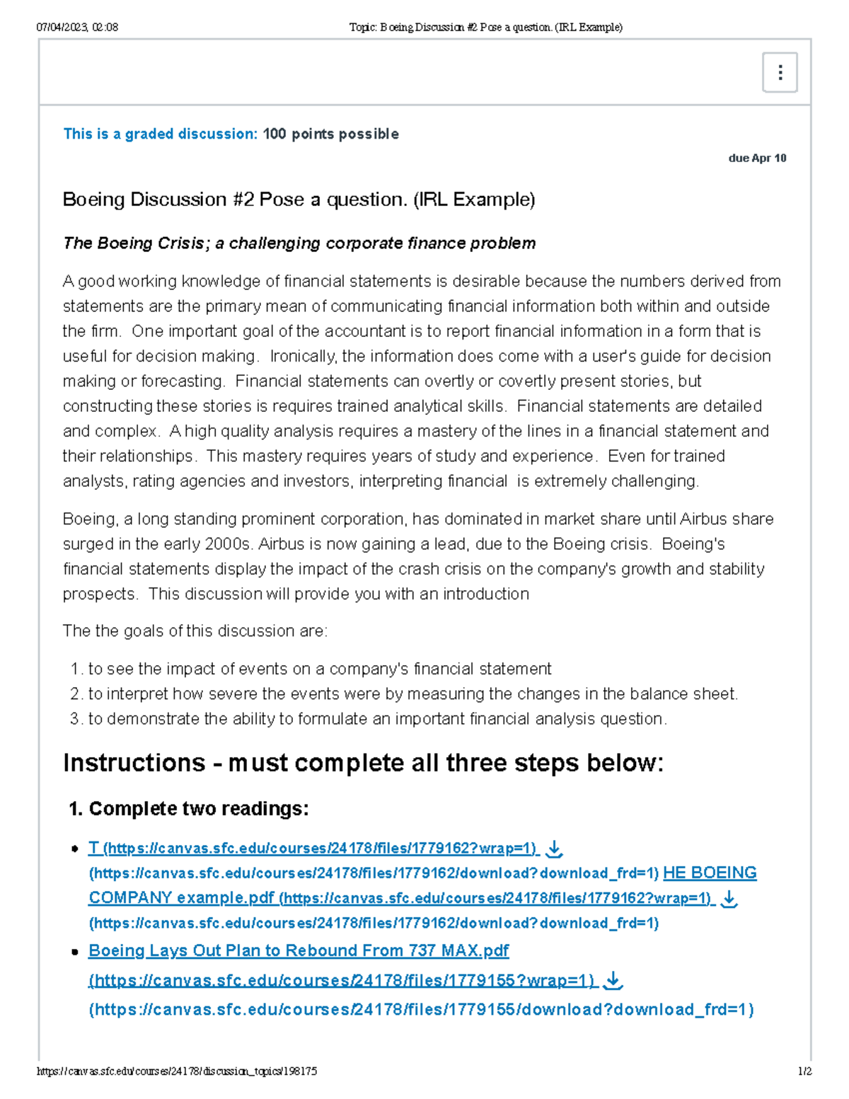 Topic Boeing Discussion #2 Pose a question. (IRL Example) - 07/04/2023 ...
