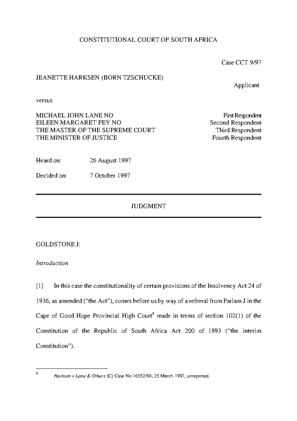 Harksen V Lane Judgement Case Law For Relevant Assignments harksen-v-lane-judgement-case-law-for-relevant-assignments