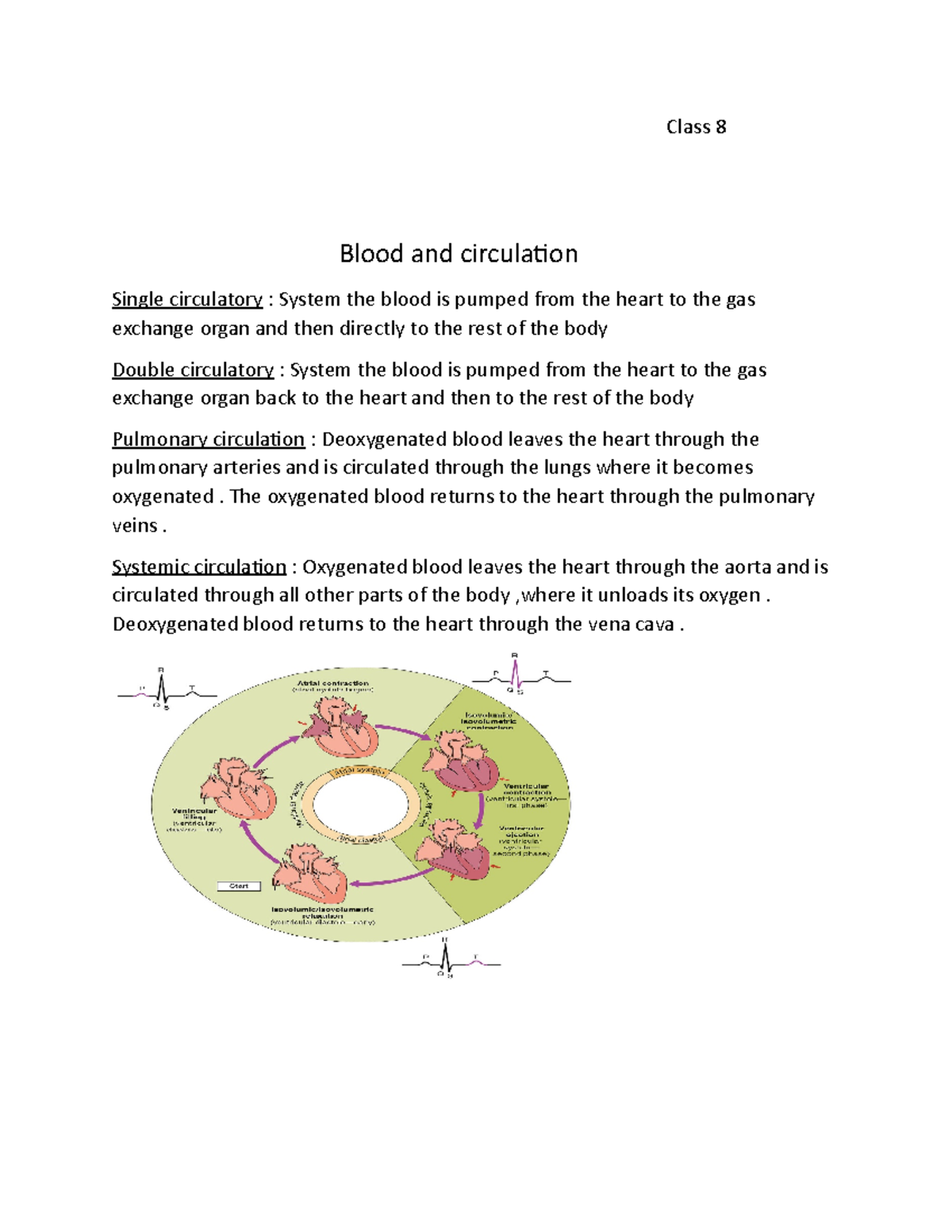 Blood and circulation - lectures for chemistry - Class 8 Blood and ...