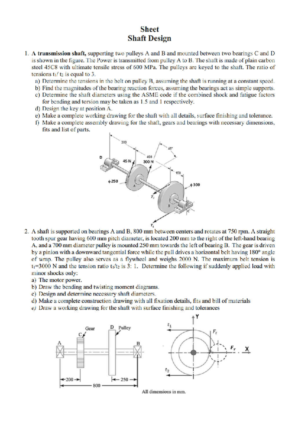 MC sheet Shaft design S - Sheet Shaft Design 1. A transmission shaft ...