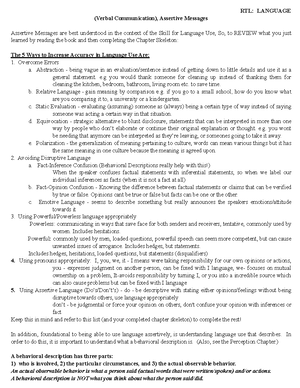 Interpersonal Communications - Chapter 11 study guide - Interpersonal ...