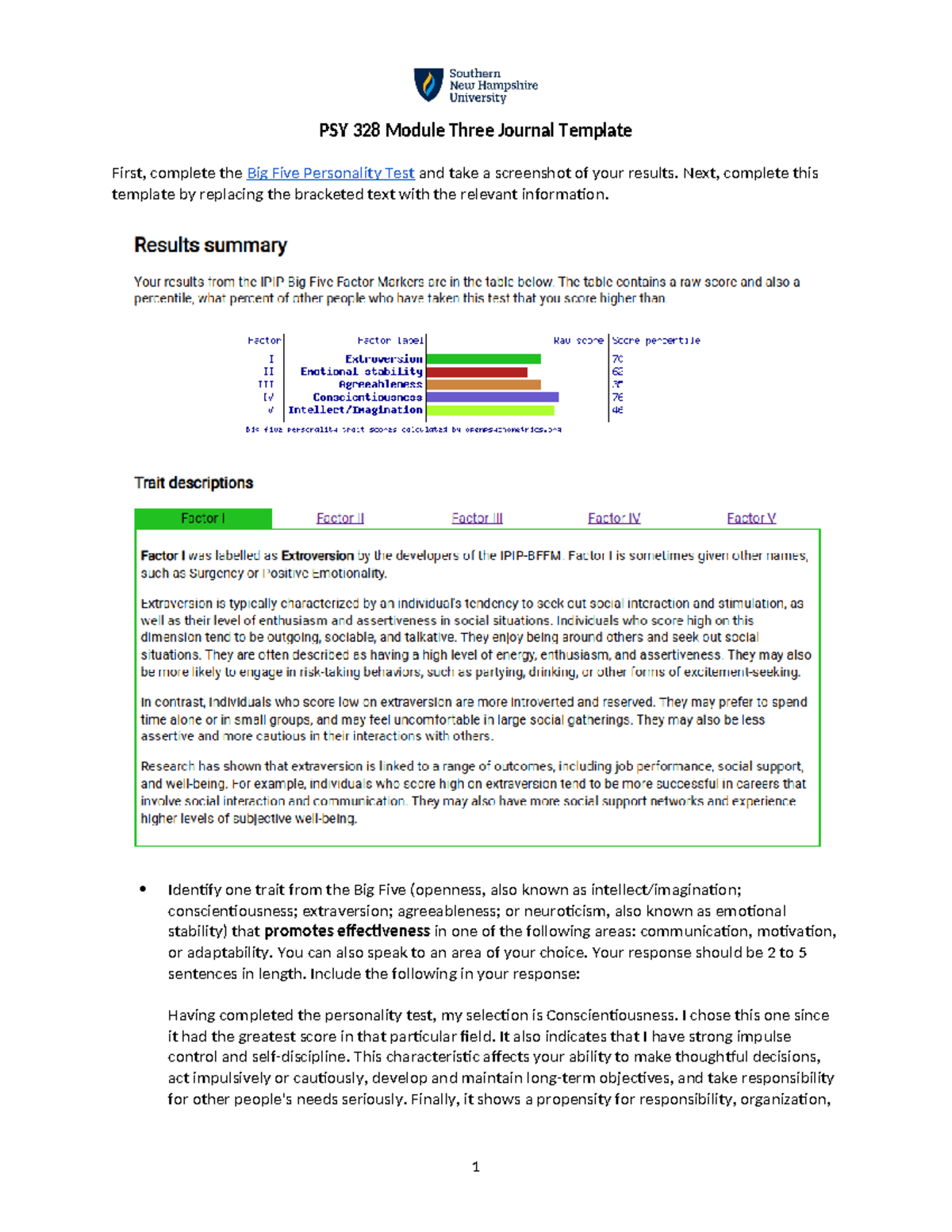 3-1 Activity Journal - N/A - PSY 328 Module Three Journal Template ...