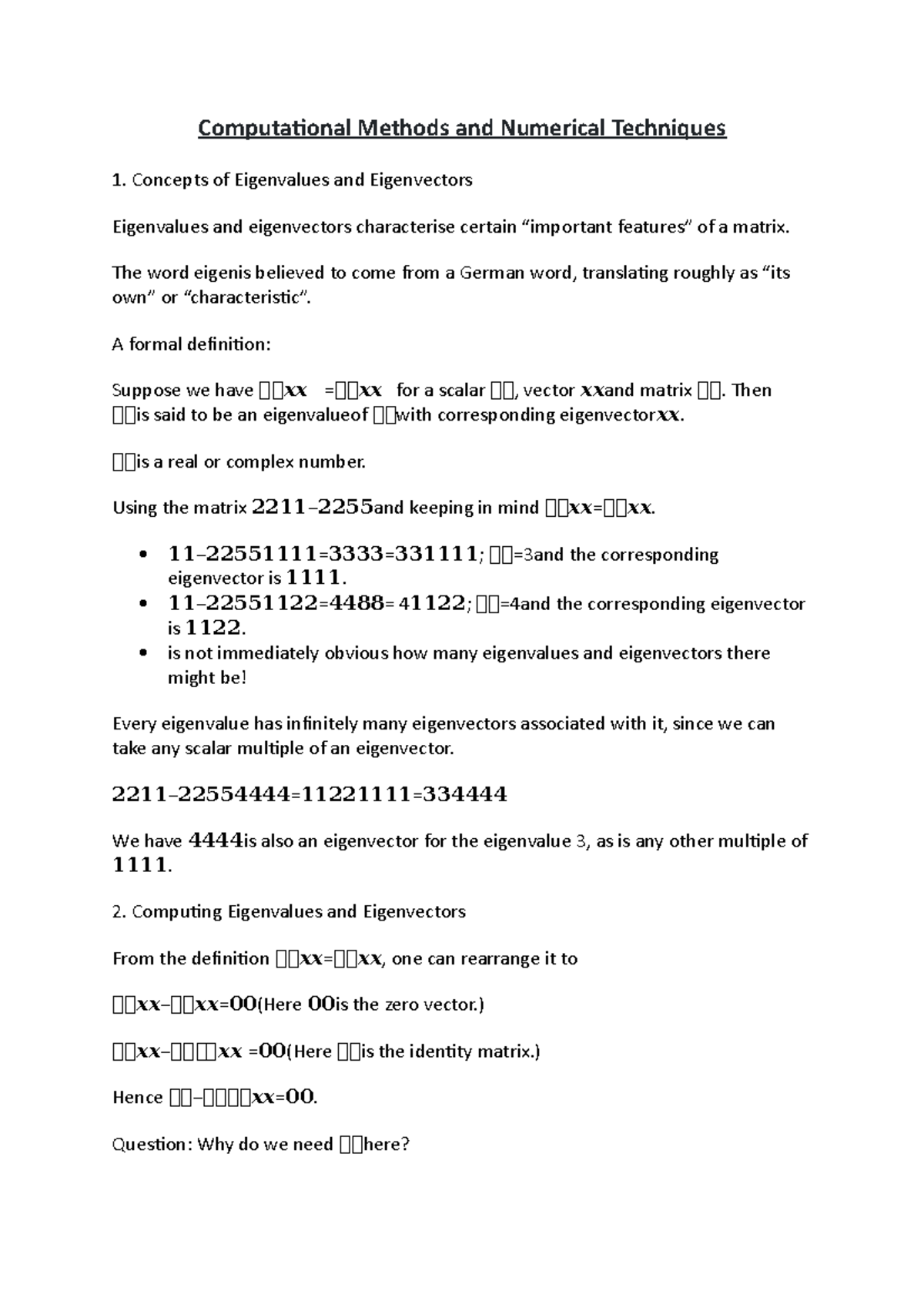Computational Methods and Numerical Techniques - The word eigenis ...